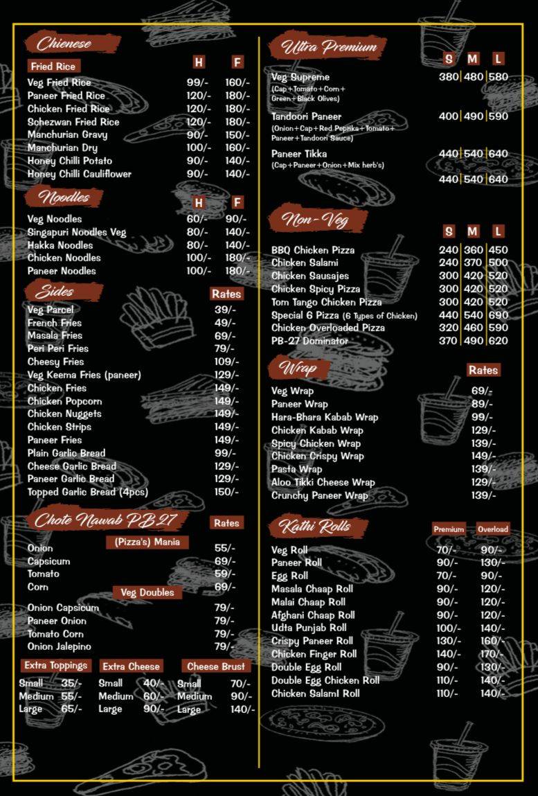 Menu at CAFE PB 27, Kharar