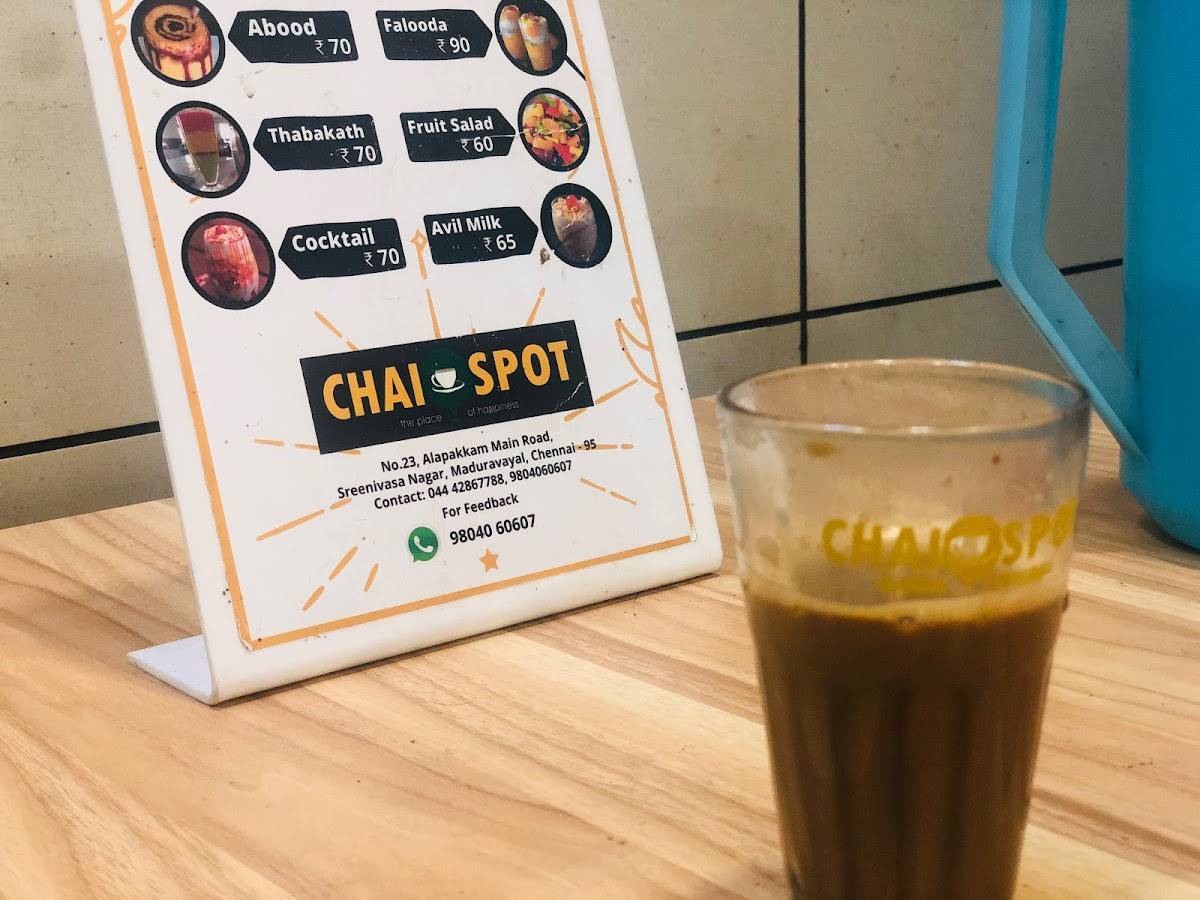 Menu at CHAI SPOT, Chennai