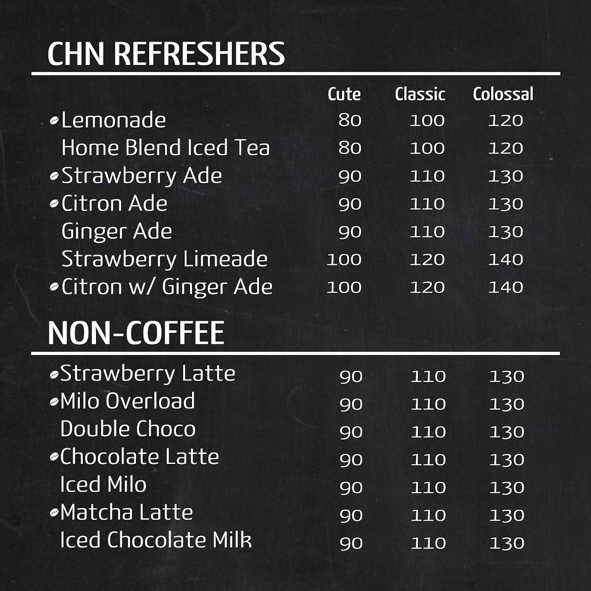 Menu at CHN CAFÉ CALAMBA LAGUNA, Calamba