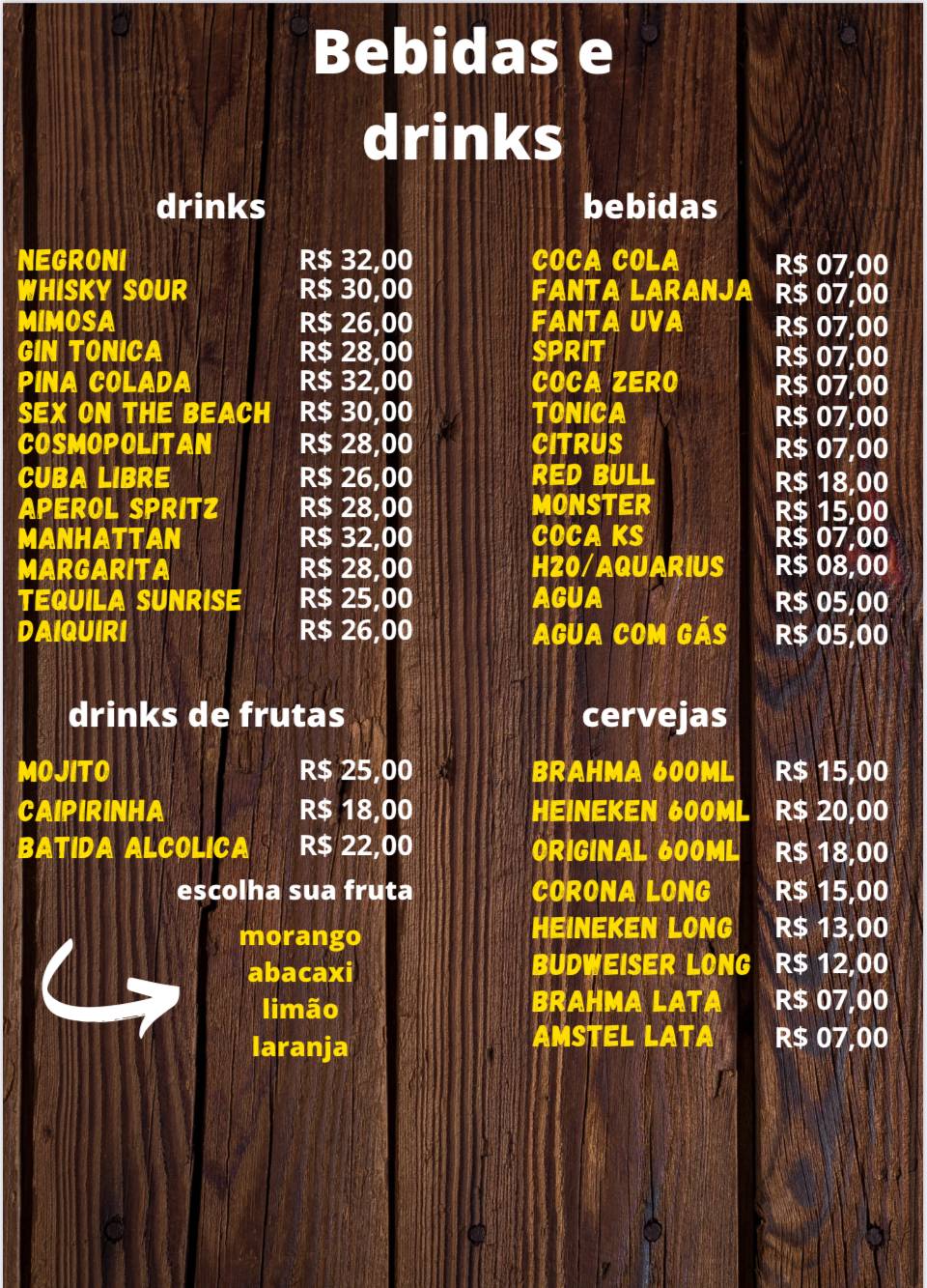 Menu em CONTAINER DO PIER pub & Bar, Porto Belo