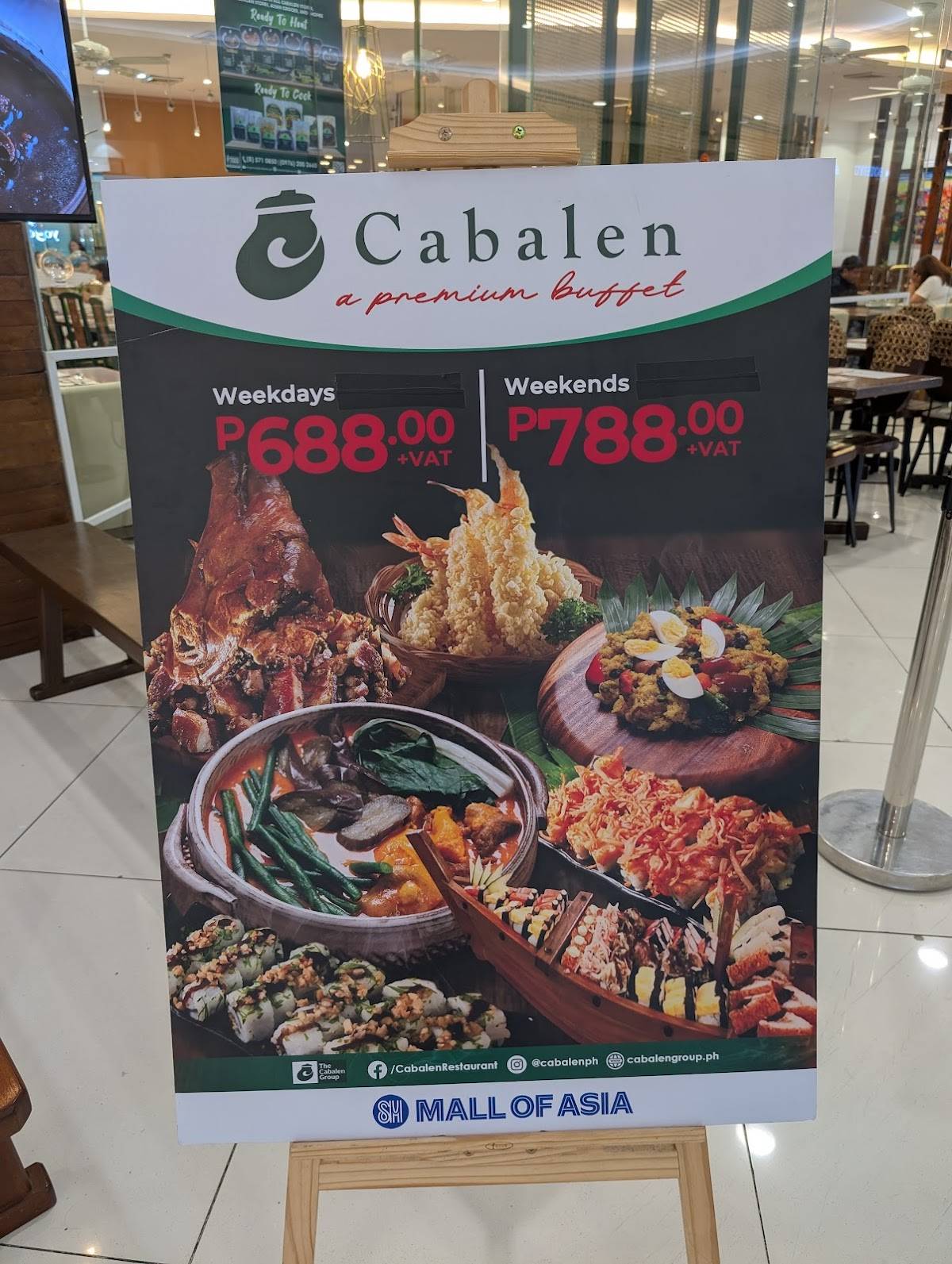Menu at Cabalen Plus SM Mall of Asia restaurant, Pasay