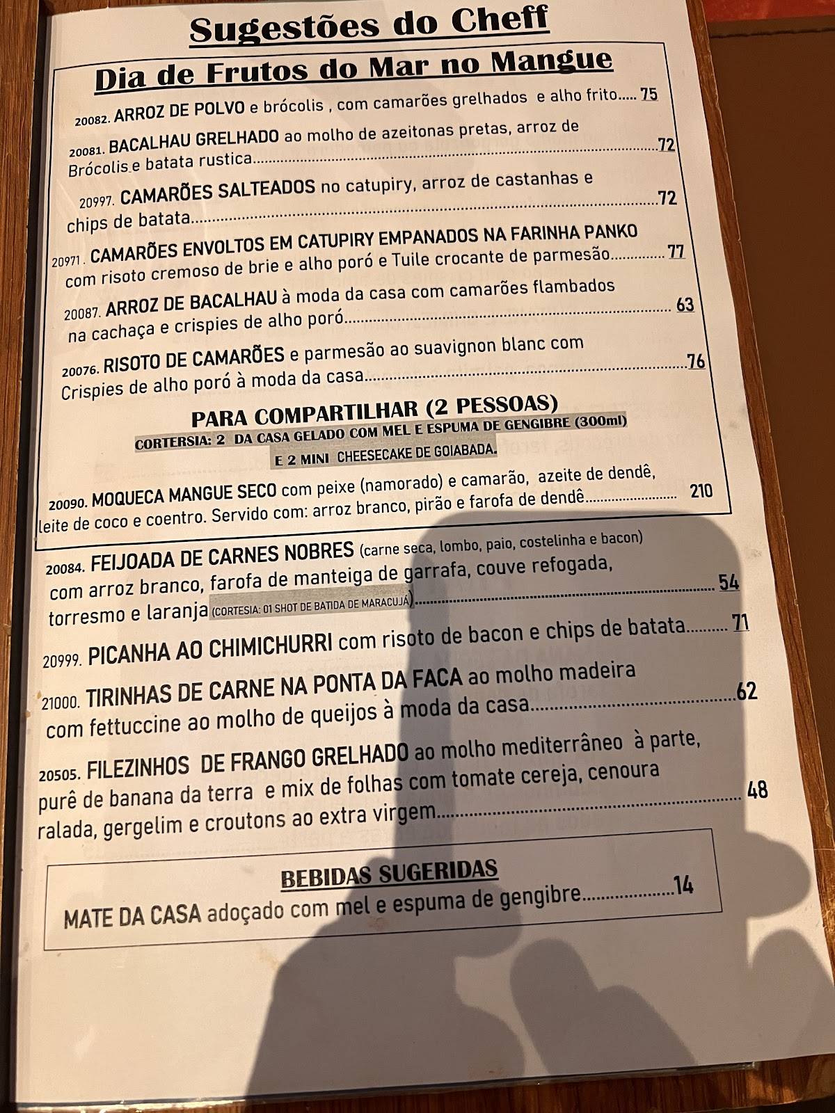 Menu em Cachaçaria Mangue Seco restaurante, Rio de Janeiro, R. do Lavradio