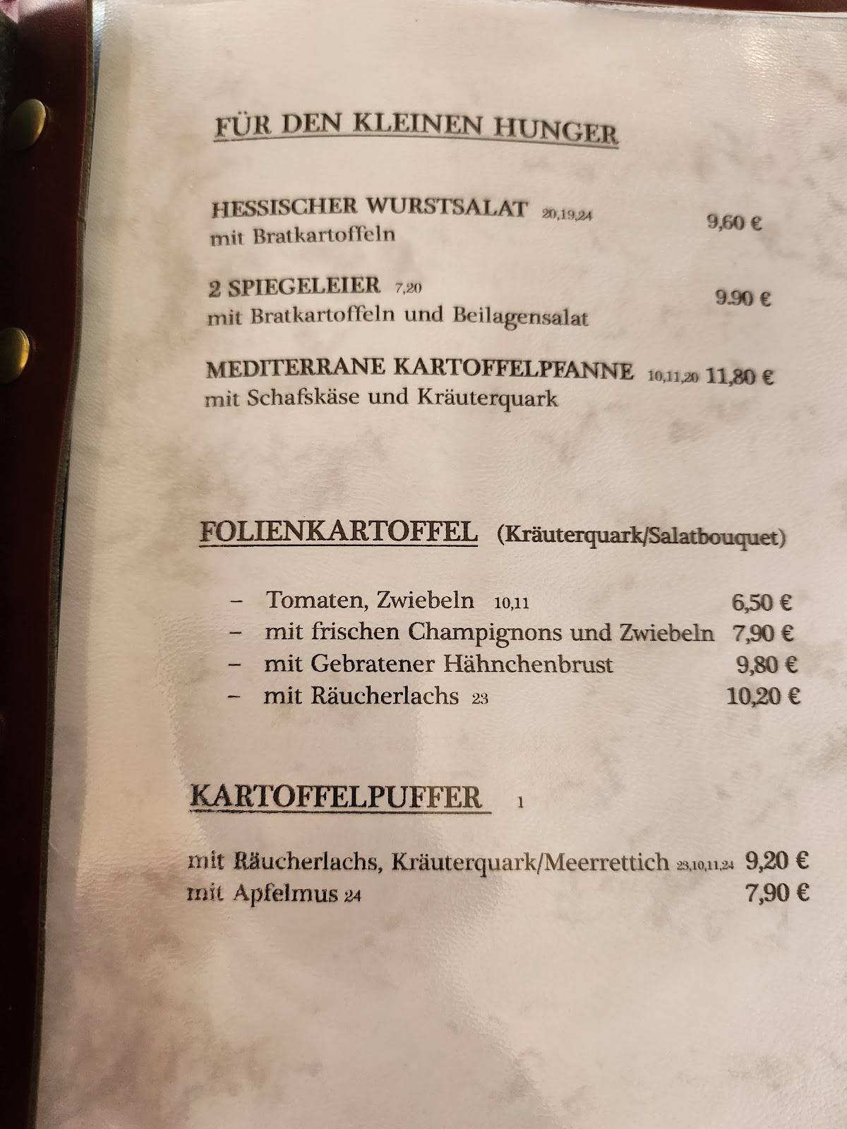 Speisekarte von Cafe Amadeo, Hanau