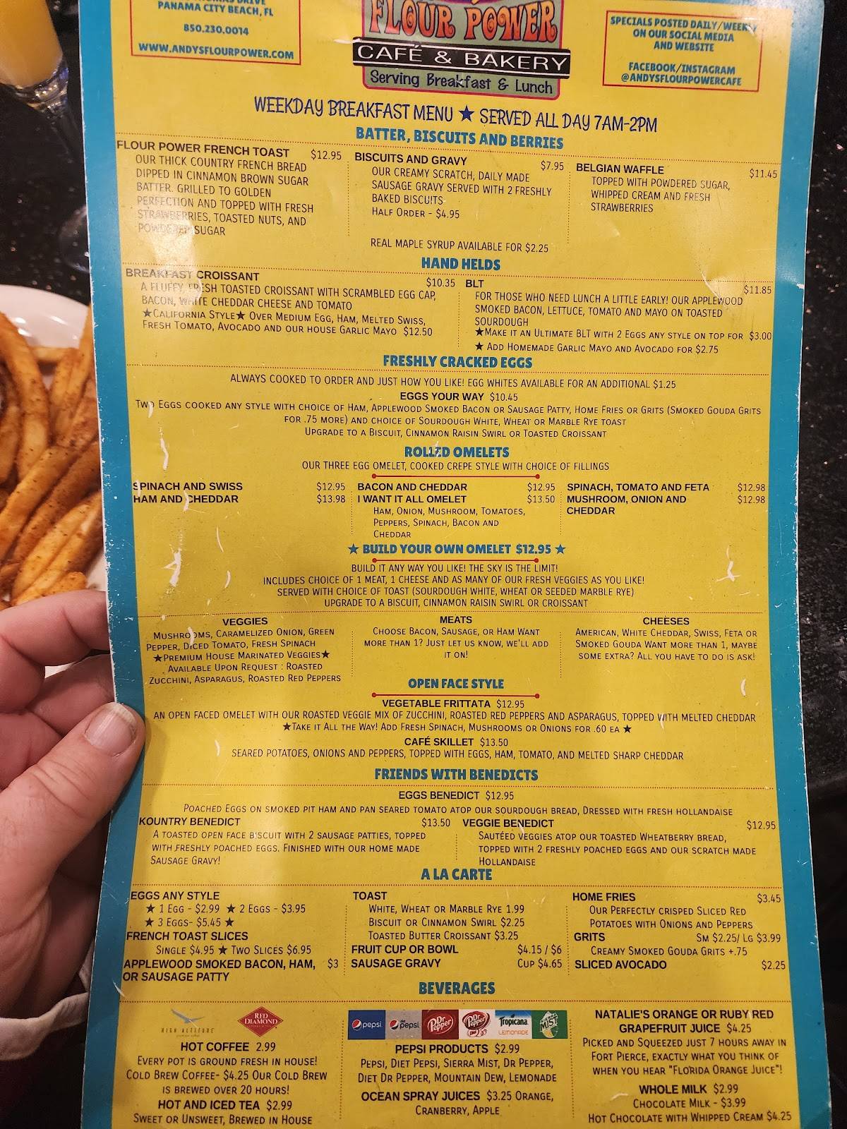 Menu at Andy's Flour Power Cafe & Bakery, Panama City