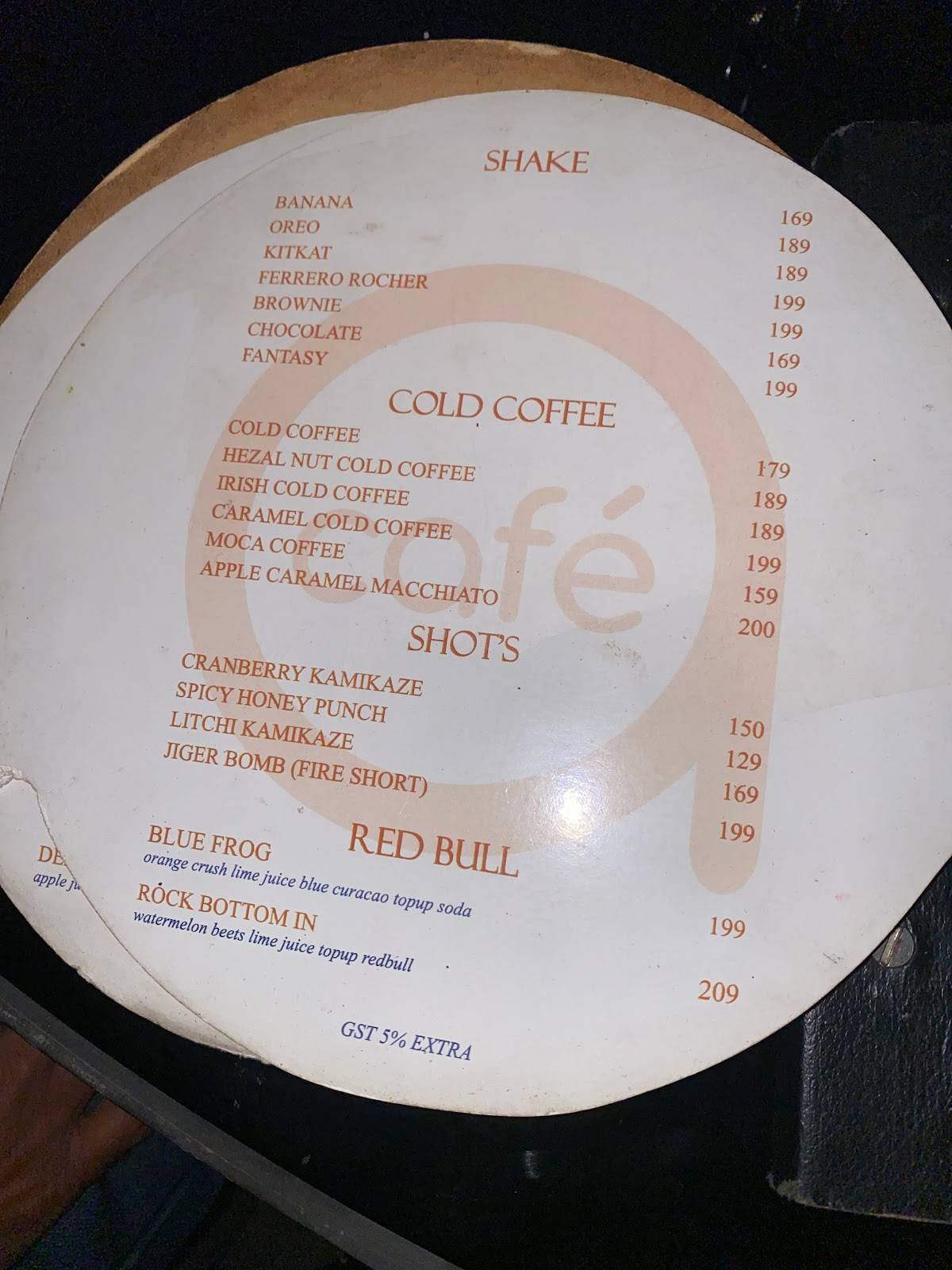 Menu at Cafe Ashiana, Surat