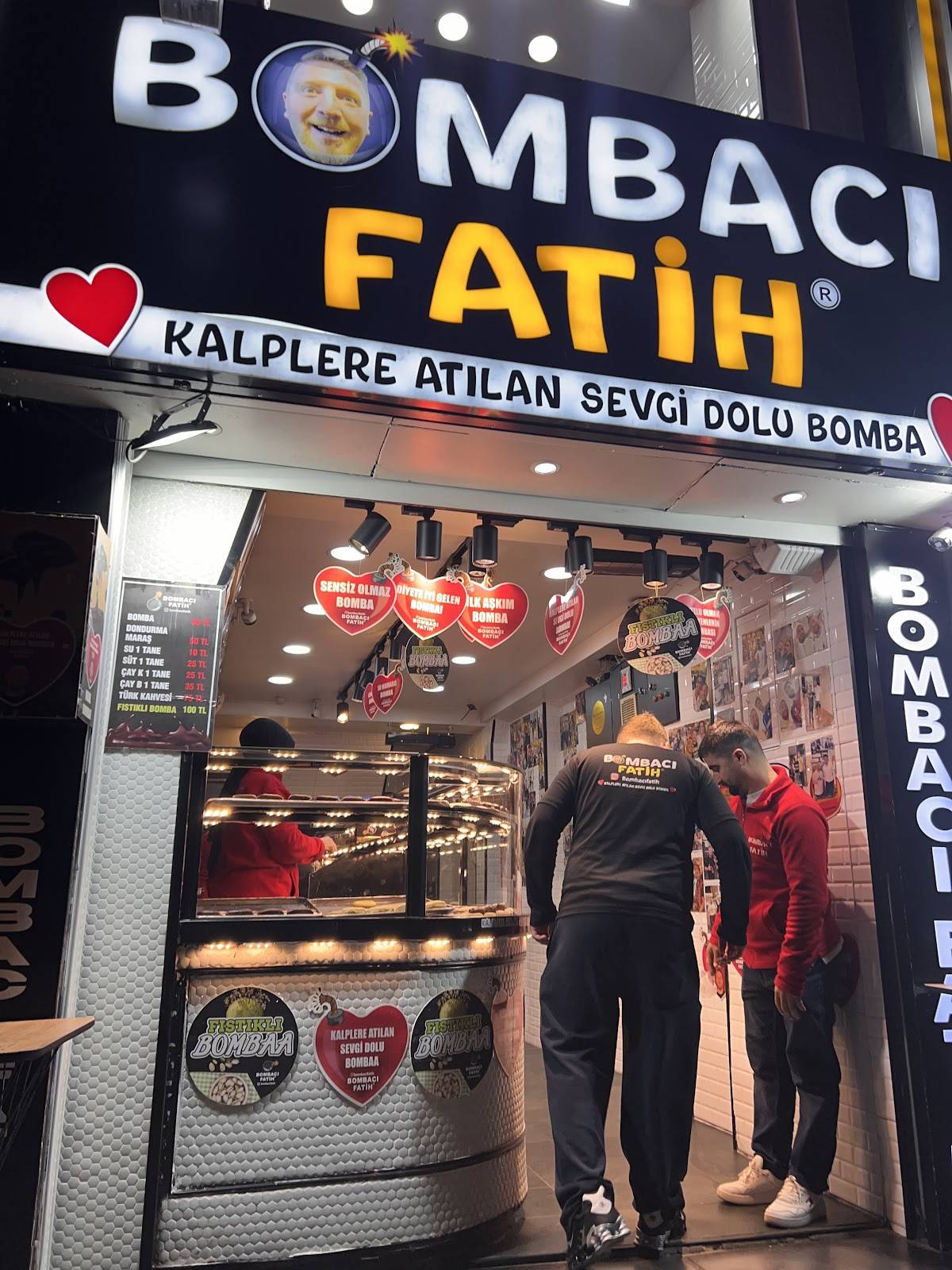 Menu at Bombacı Fatih cafe, Istanbul