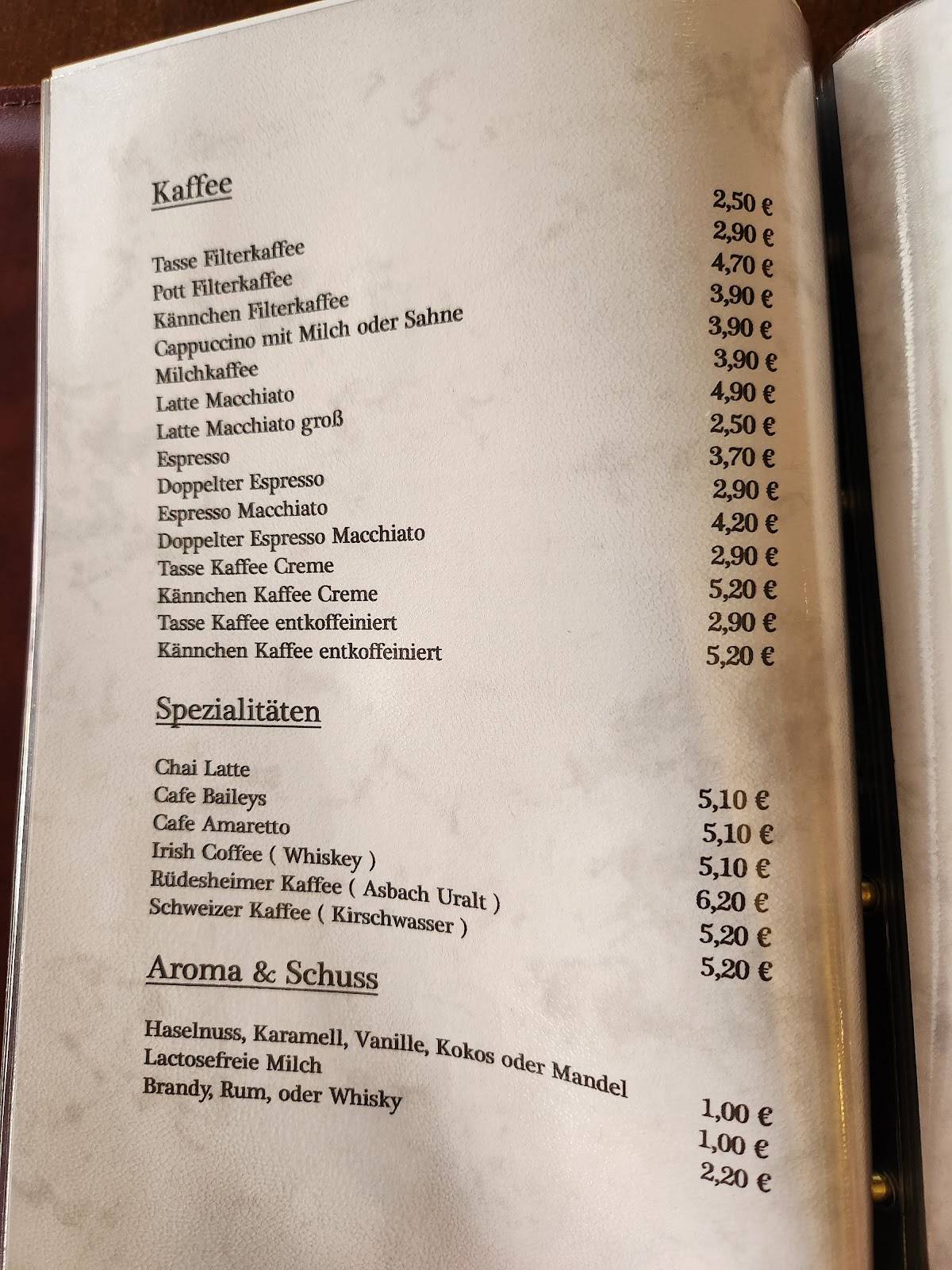 Speisekarte von Cafe Amadeo, Hanau