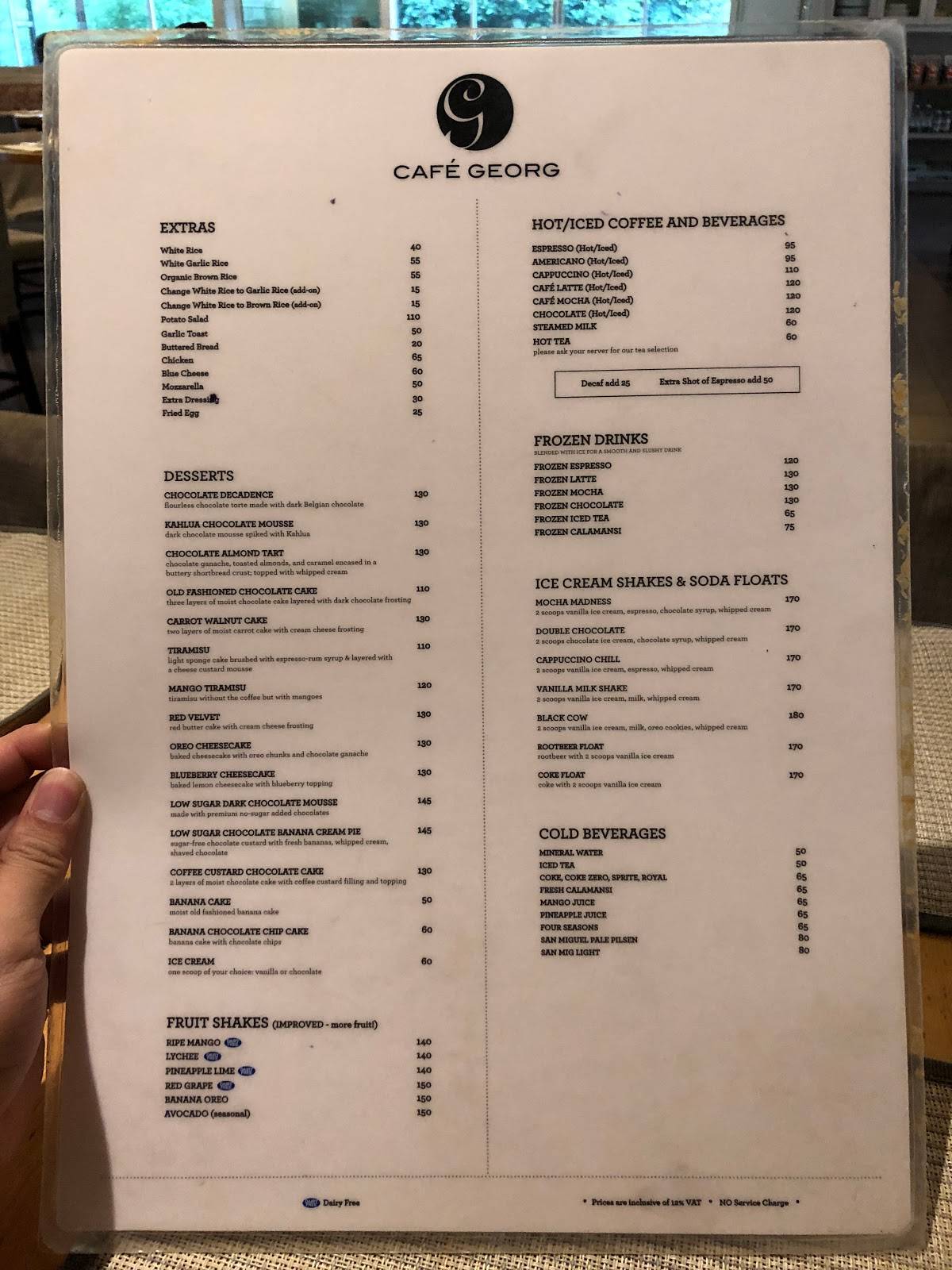 Menu at Cafe Georg, Cebu City, Ground Floor MLD Building