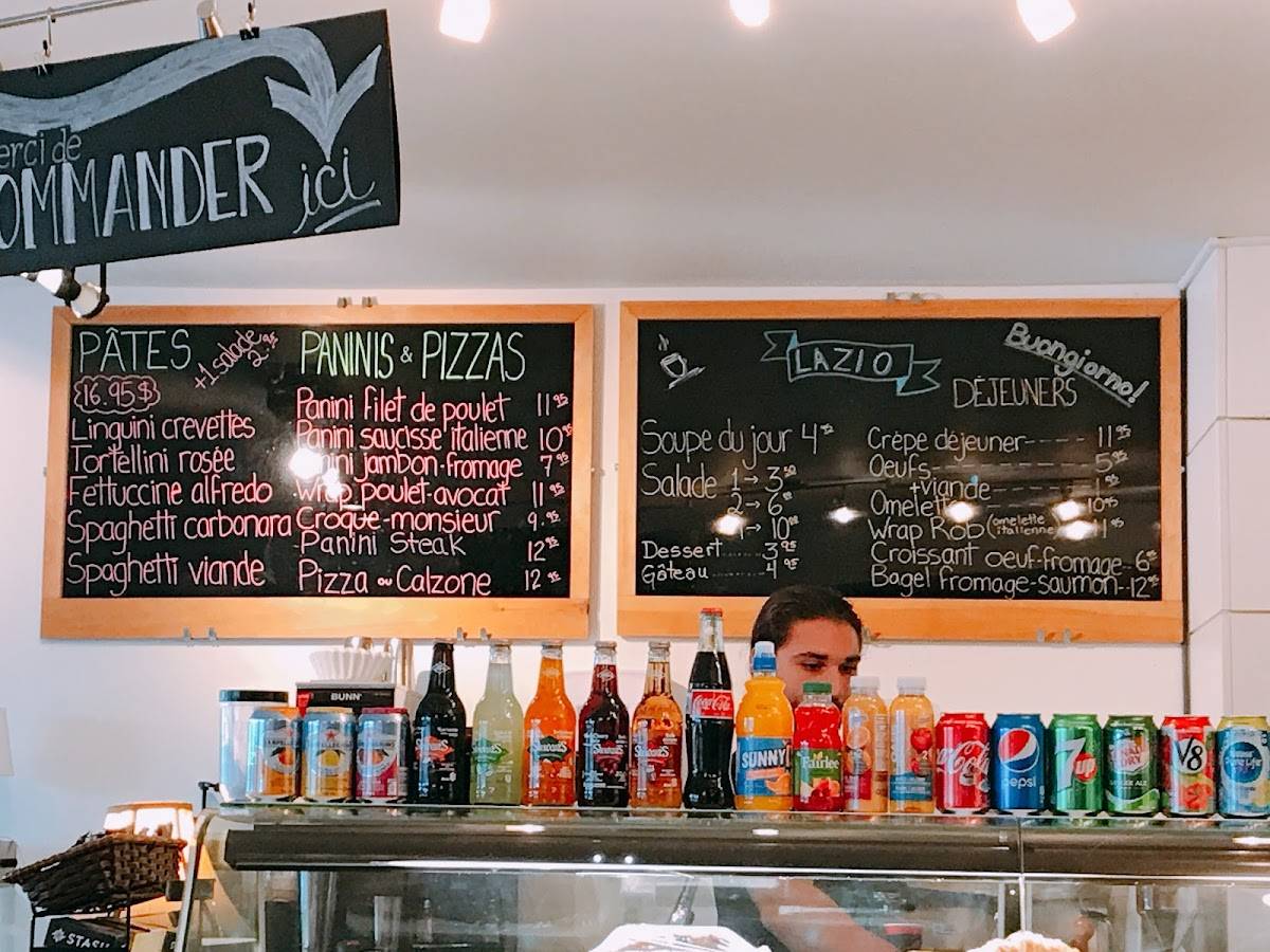 Menu au Café Lazio, La Prairie
