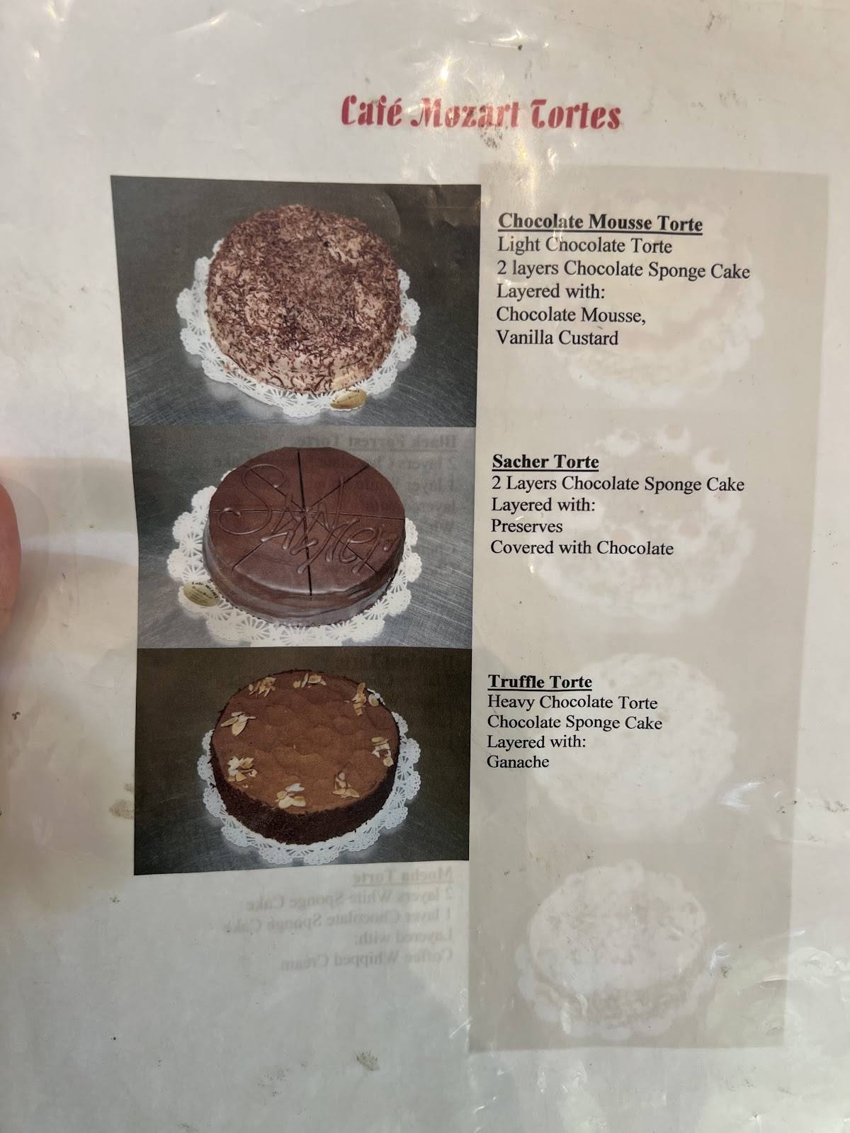 Menu at Cafe Mozart German Bakery, Saint Petersburg
