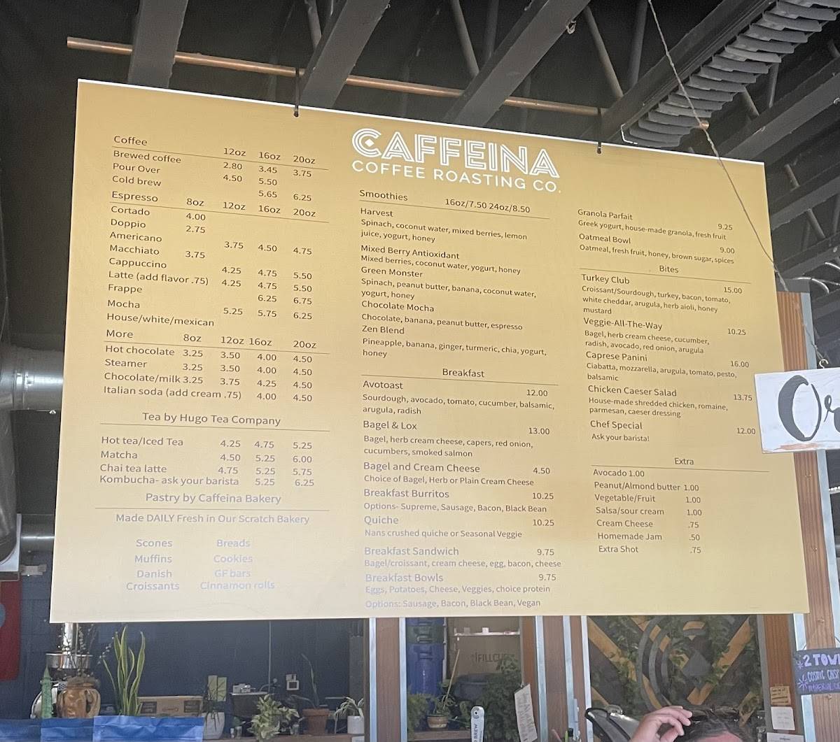 Menu at Caffeina Roasting Company cafe, Boise, W State St