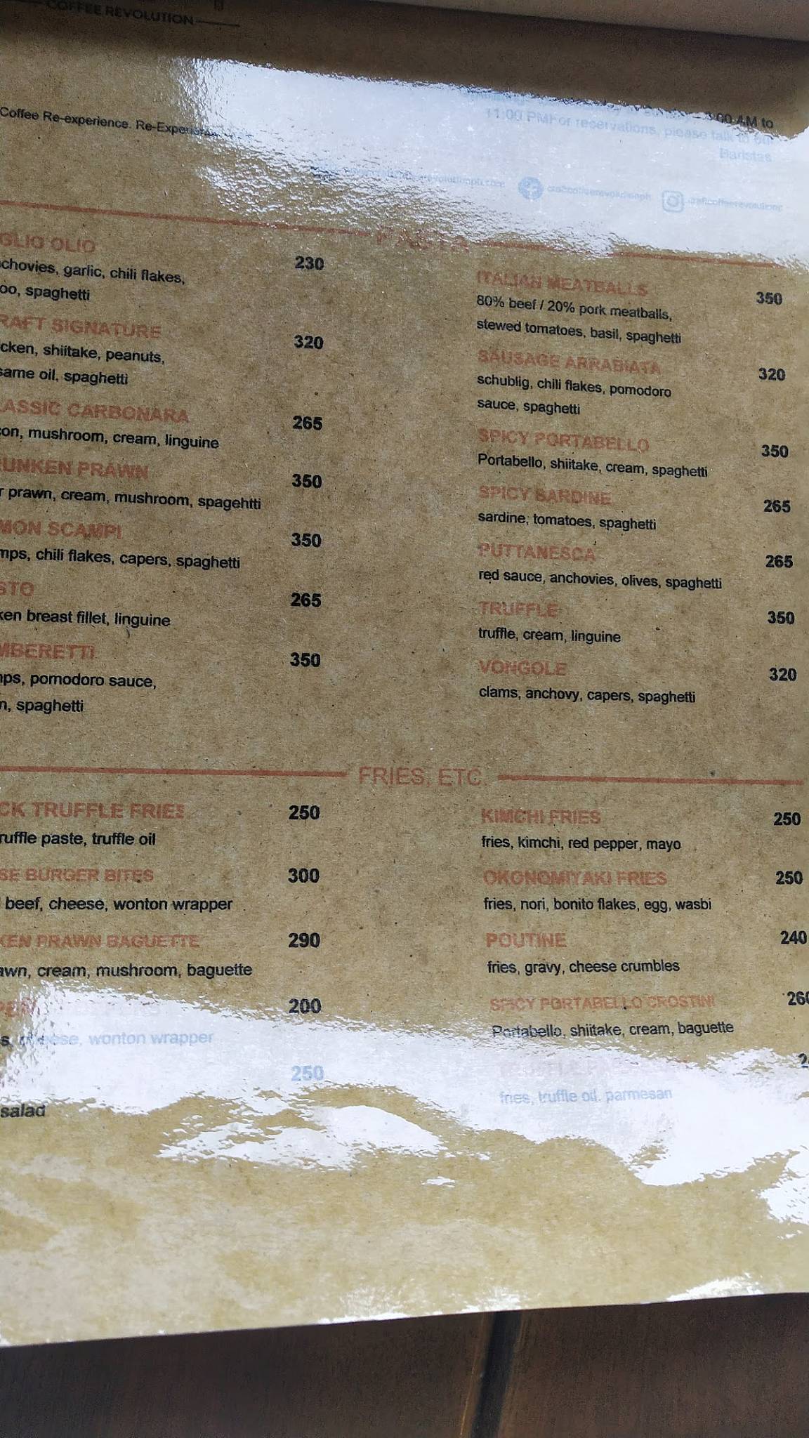 Menu at Craft Coffee Revolution Belfast cafe, Quezon City, B8 L1 ...