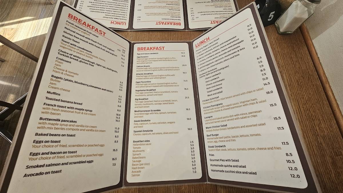 Menu at Cafe Excello, Melbourne, 99 Spring St