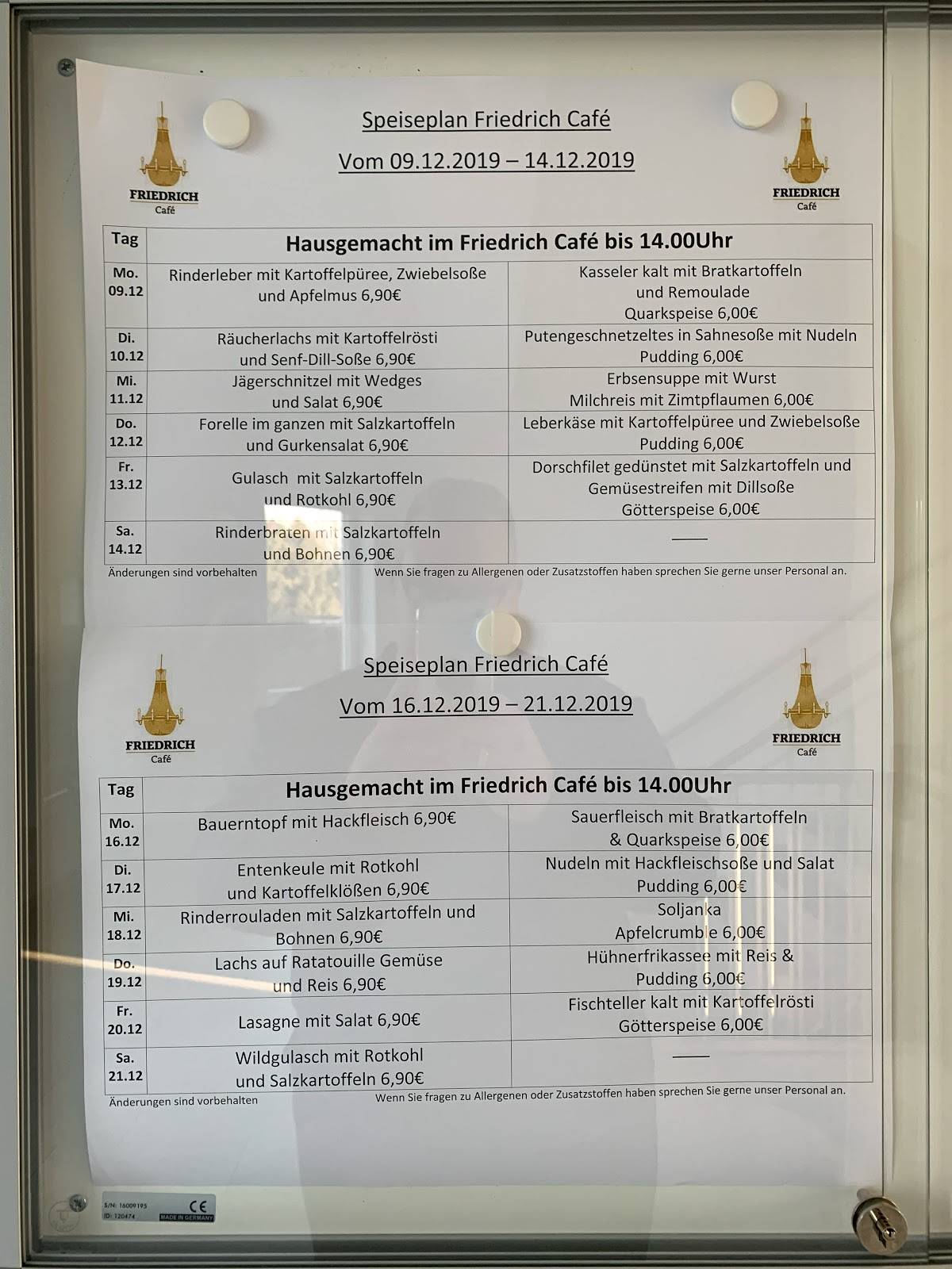 Speisekarte von "Friedrich" - das Café cafe, Trappenkamp
