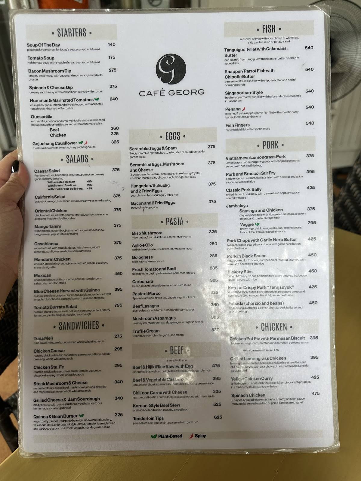 Menu at Cafe Georg, Cebu City, Ground Floor
