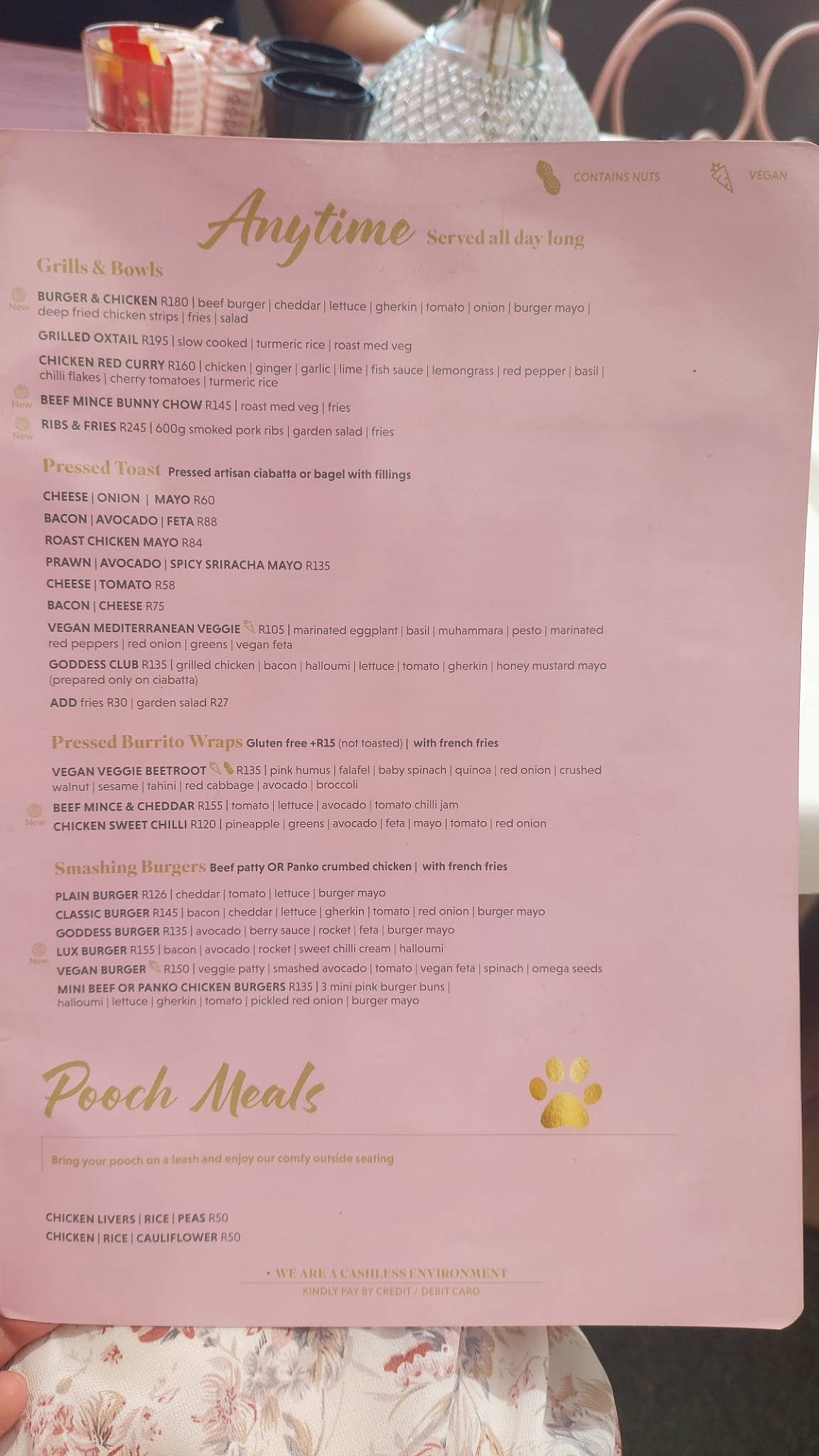Menu at Goddess Cafe Linden, Johannesburg