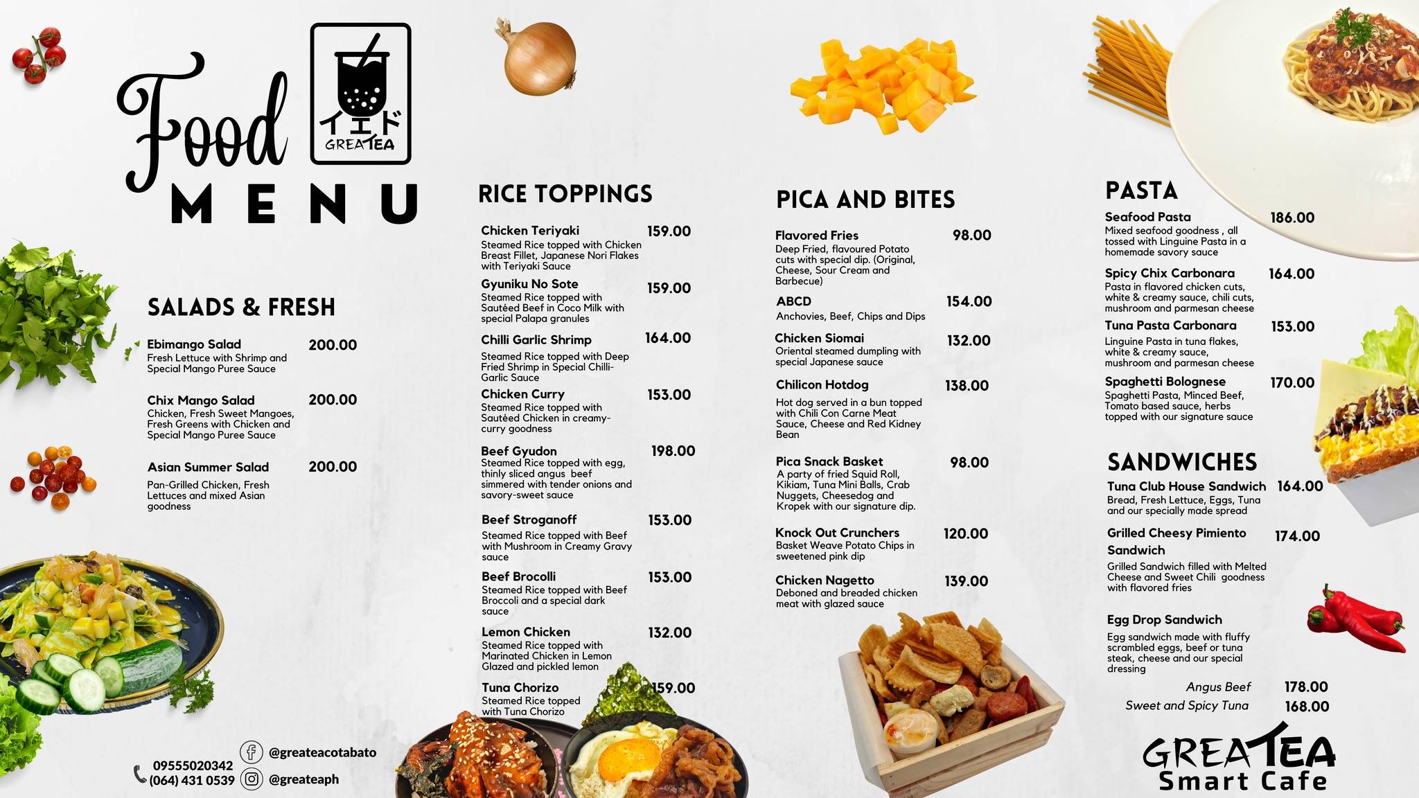 Menu at Greatea Smart Café restaurant, Cotabato City