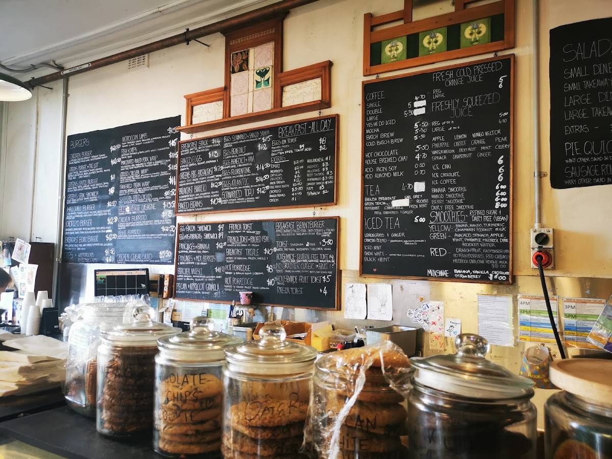 Menu at Green Refectory cafe, Brunswick