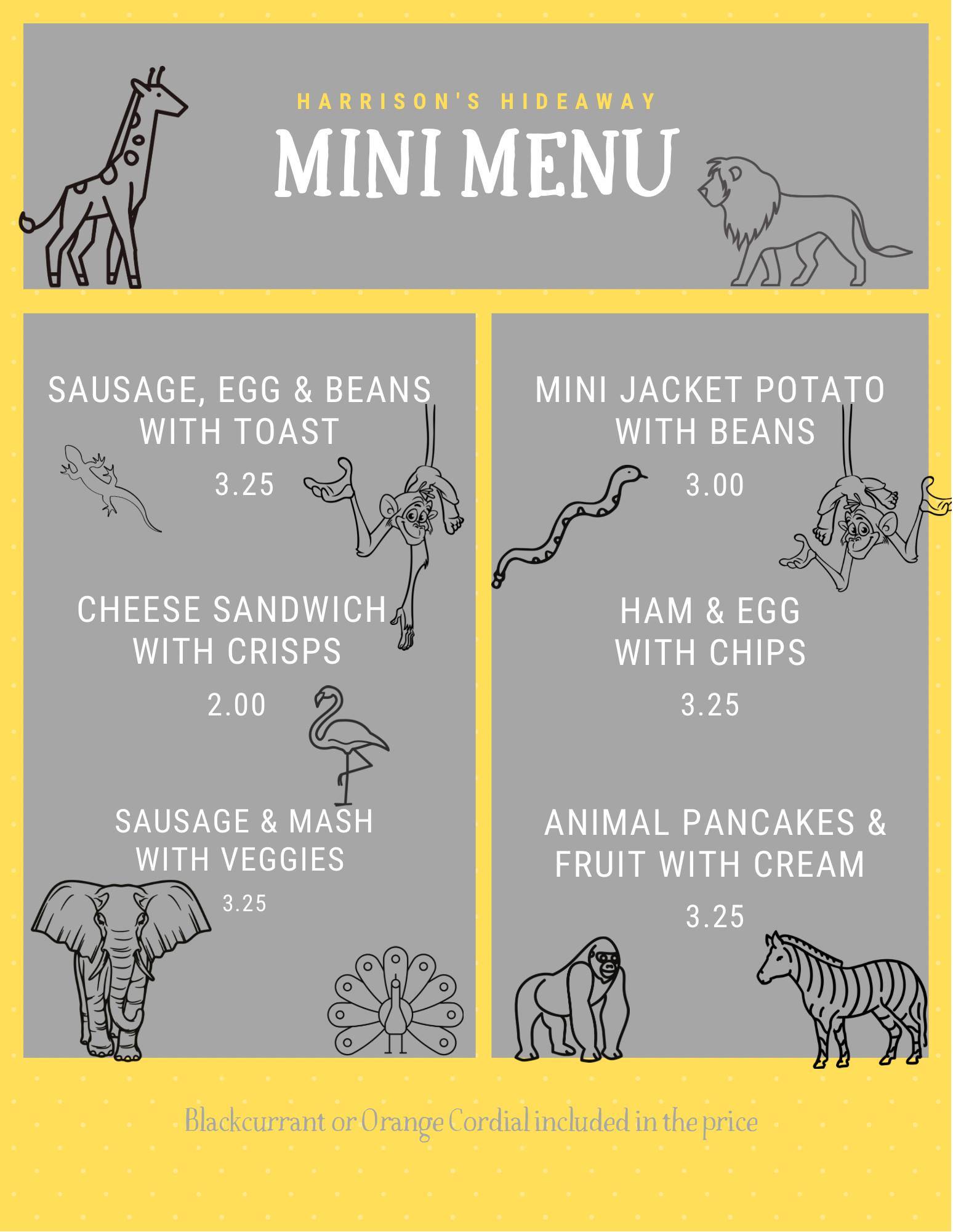 Menu at Harrison's Hideaway fishing tackle, bait & Café cafe, Brigg