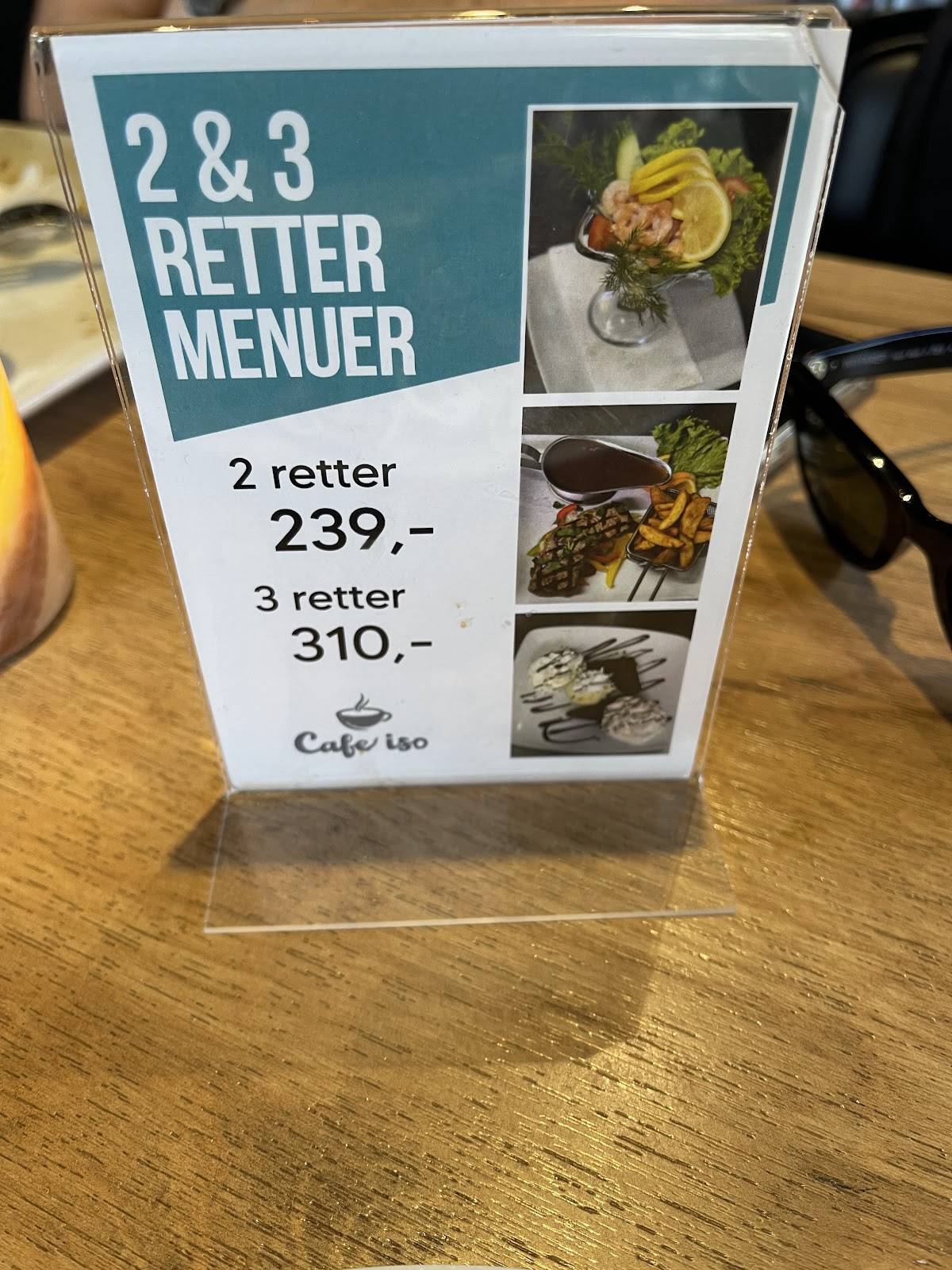 Menu at Café Iso pizzeria, Denmark