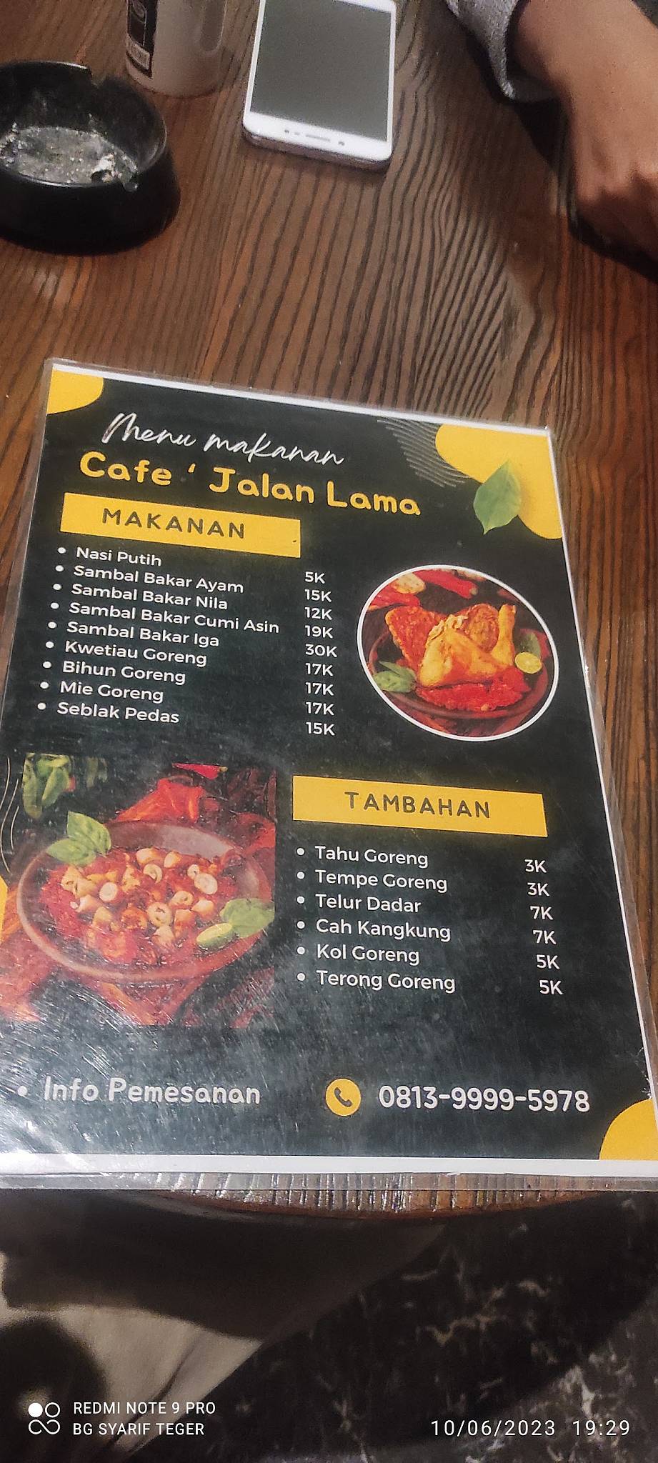 Menu at Cafe Jalan Lama, West Jakarta