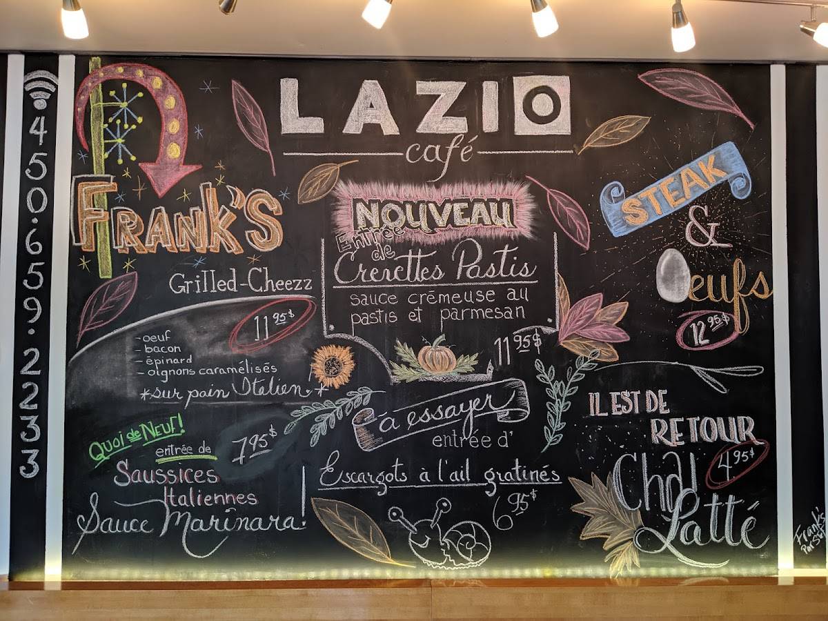 Menu au Café Lazio, La Prairie