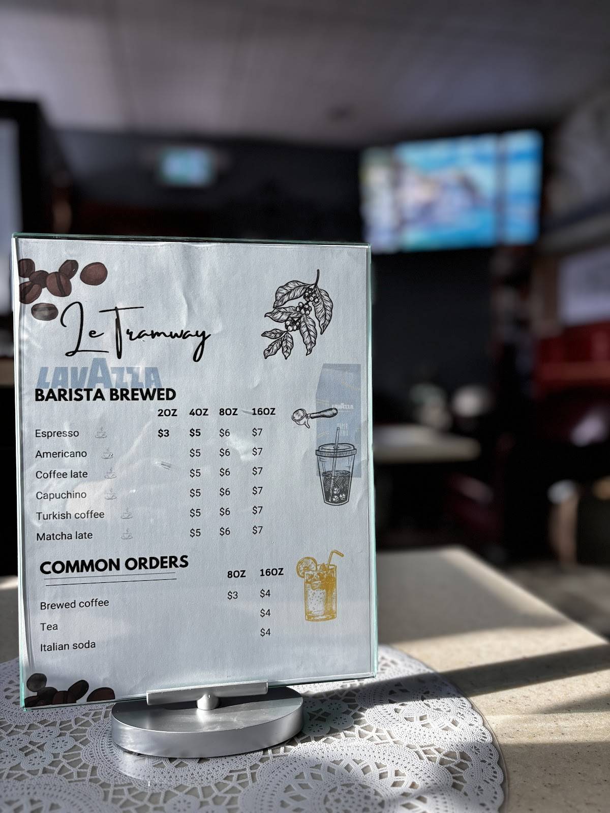 Menu at Le Tramway Bistro cafe, Edmonton