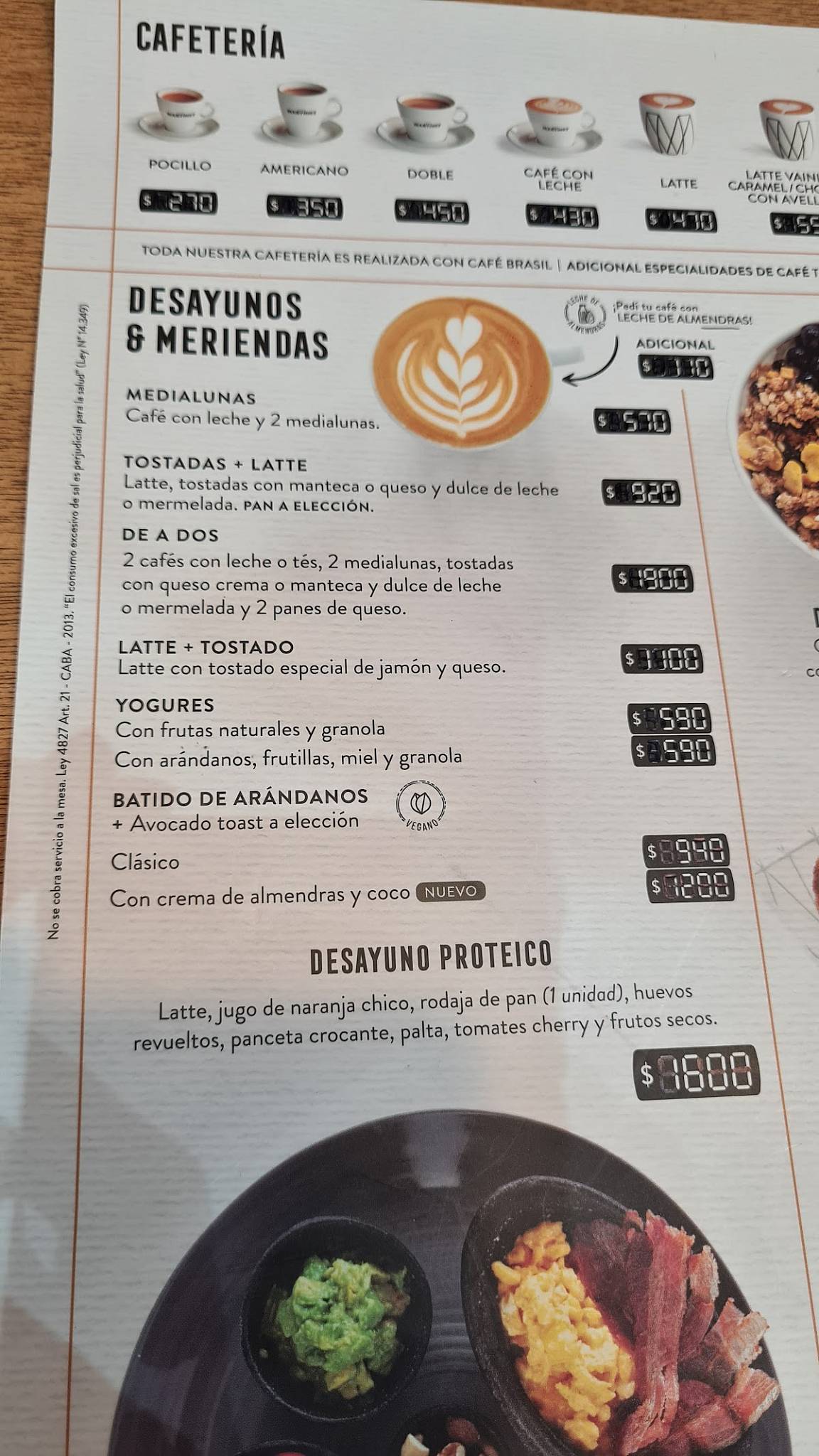 Carta de Café Martinez, Buenos Aires, Moldes
