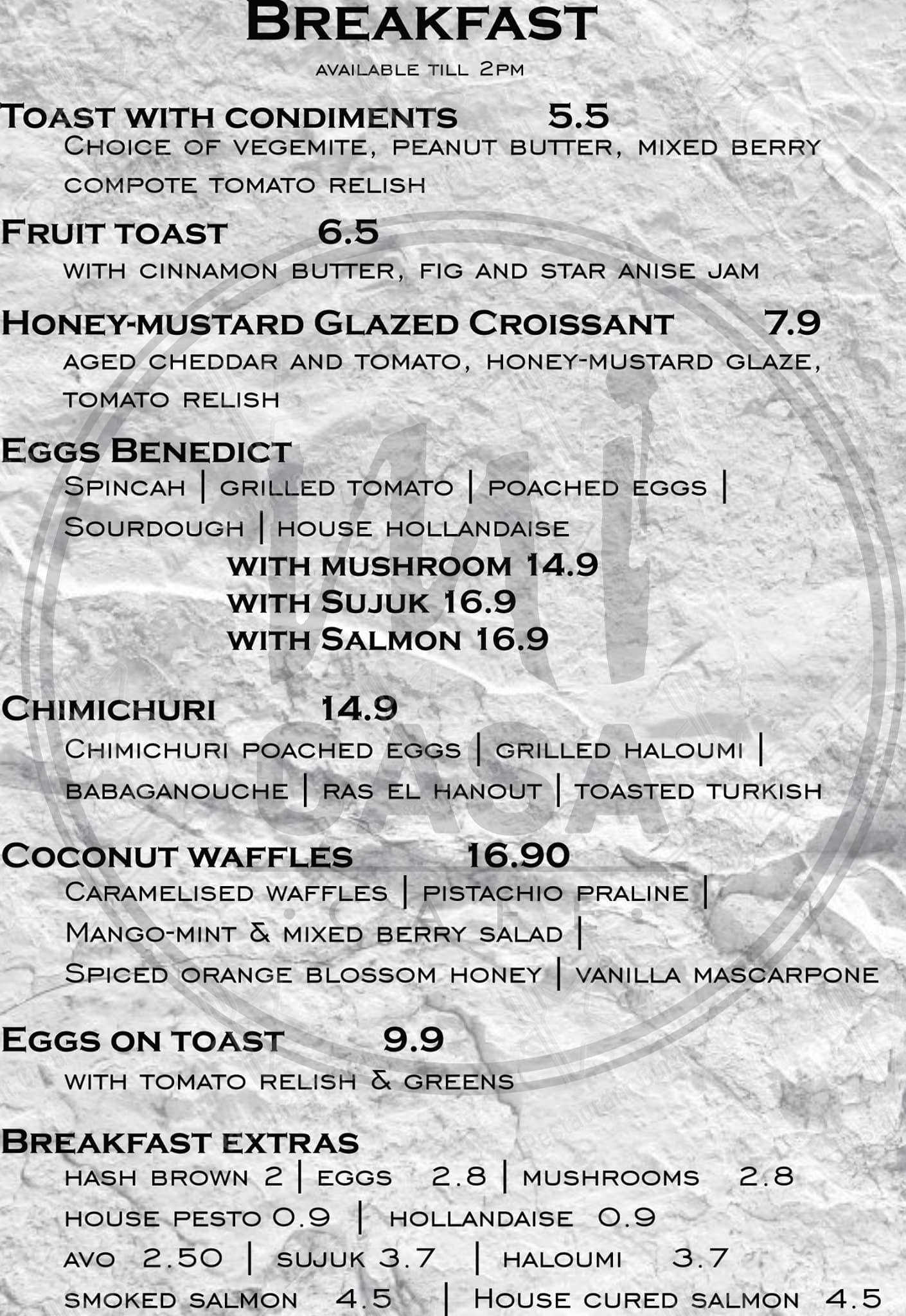 Menu at Mi Casa Café cafe, Underwood
