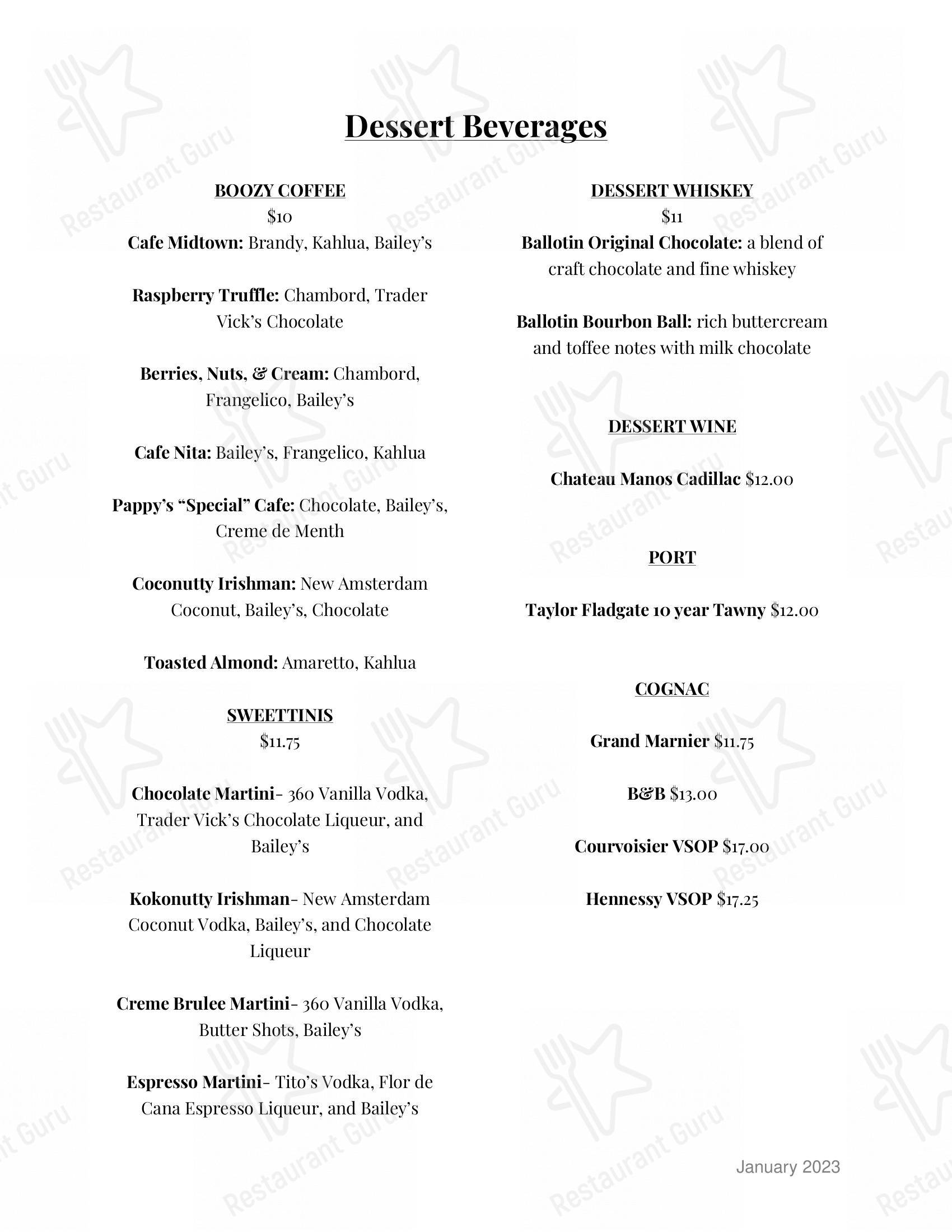 Menu at Midtown Cafe, Nashville, 102 19th Ave S