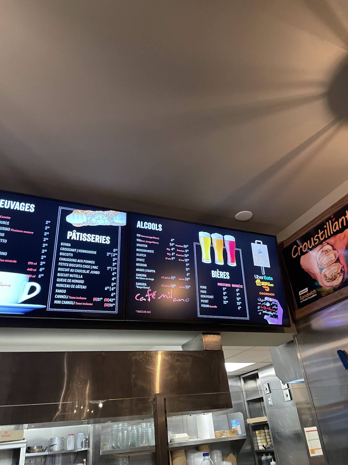 Menu au Café Milano Montréal, Montréal