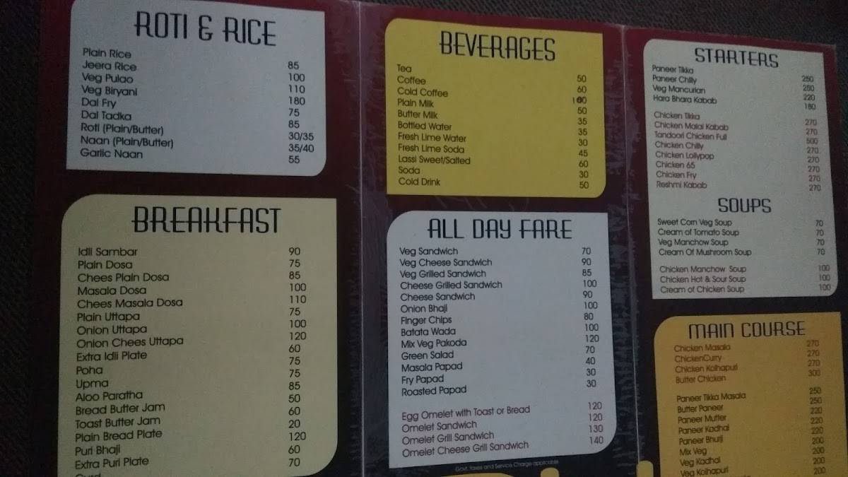 Menu at Orchard Cafe, Sanaswadi