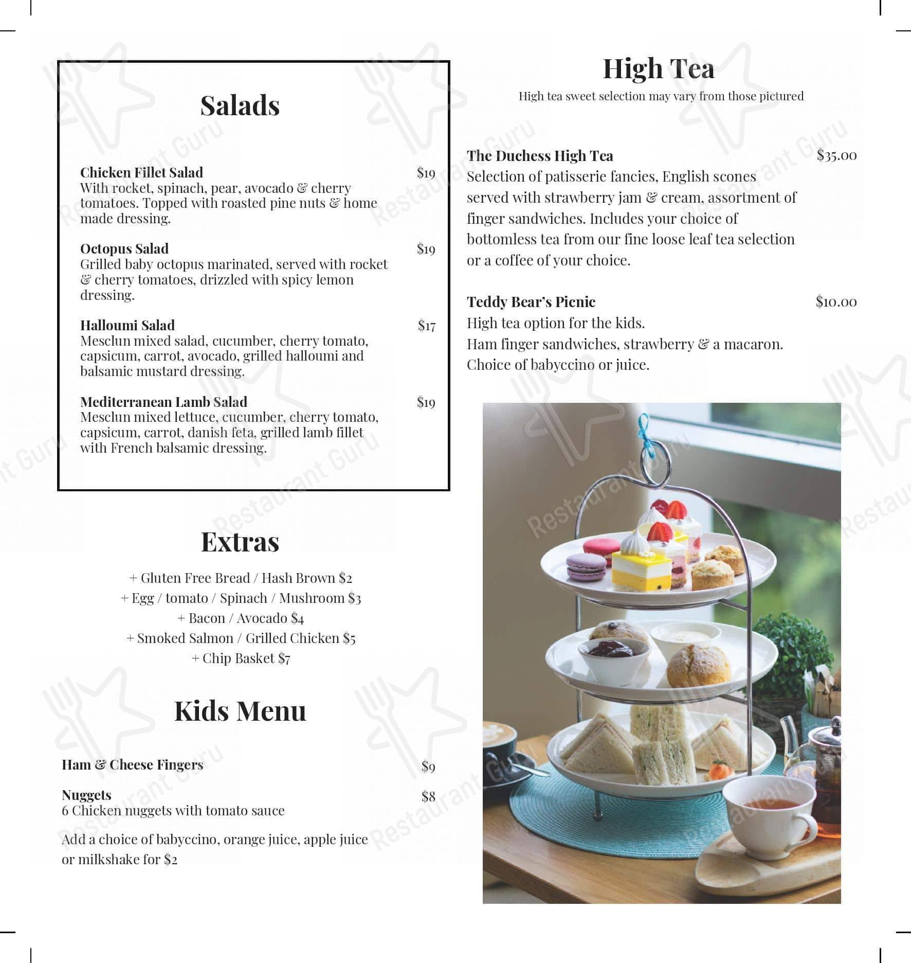Menu at Passiontree Velvet cafe, Castle Hill, 6-14 Old Castle Hill Rd