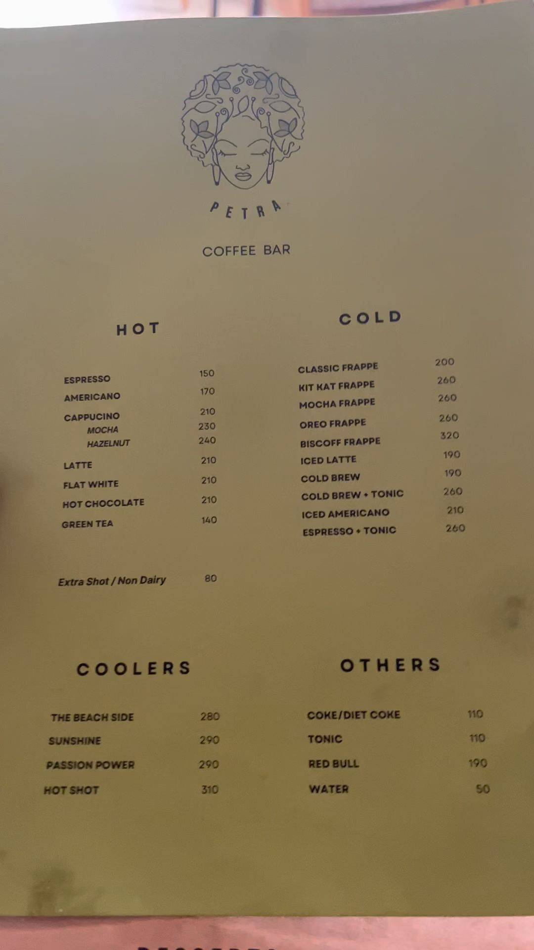 Menu at Petra, Surat