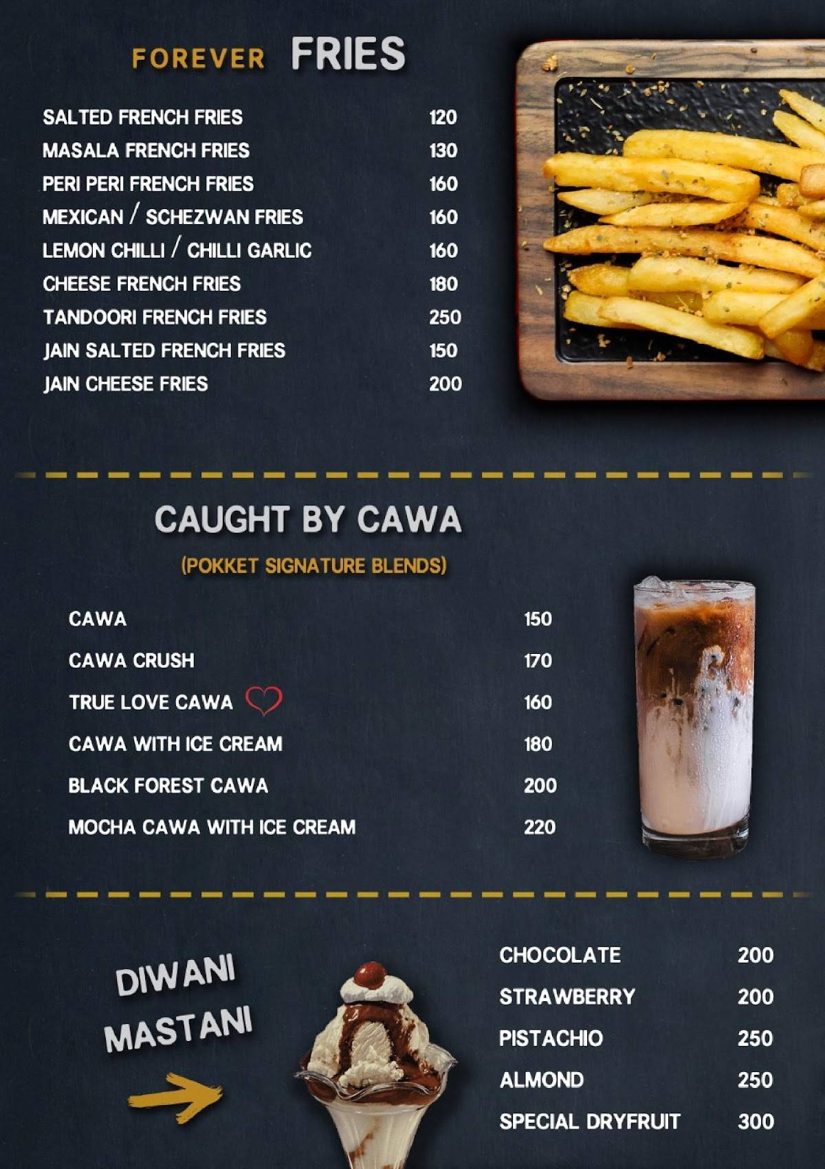 Menu at Pokket Cafe Chowpatty, Mumbai