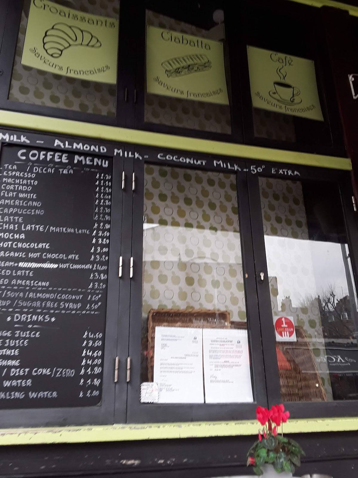 Menu at Quatre Seasons Cafè cafe, London