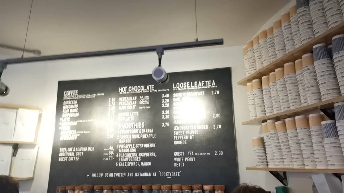 Menu at Society Café cafe, Bath, 5 Kingsmead Square