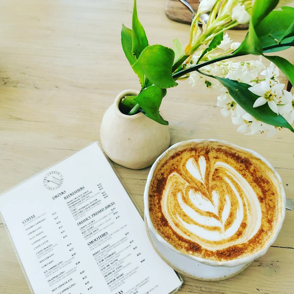 Menu at The Ladder cafe, Cape Town