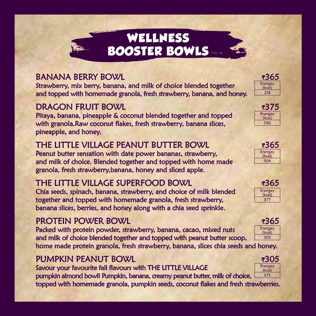 Menu at The Little Village, Hyderabad