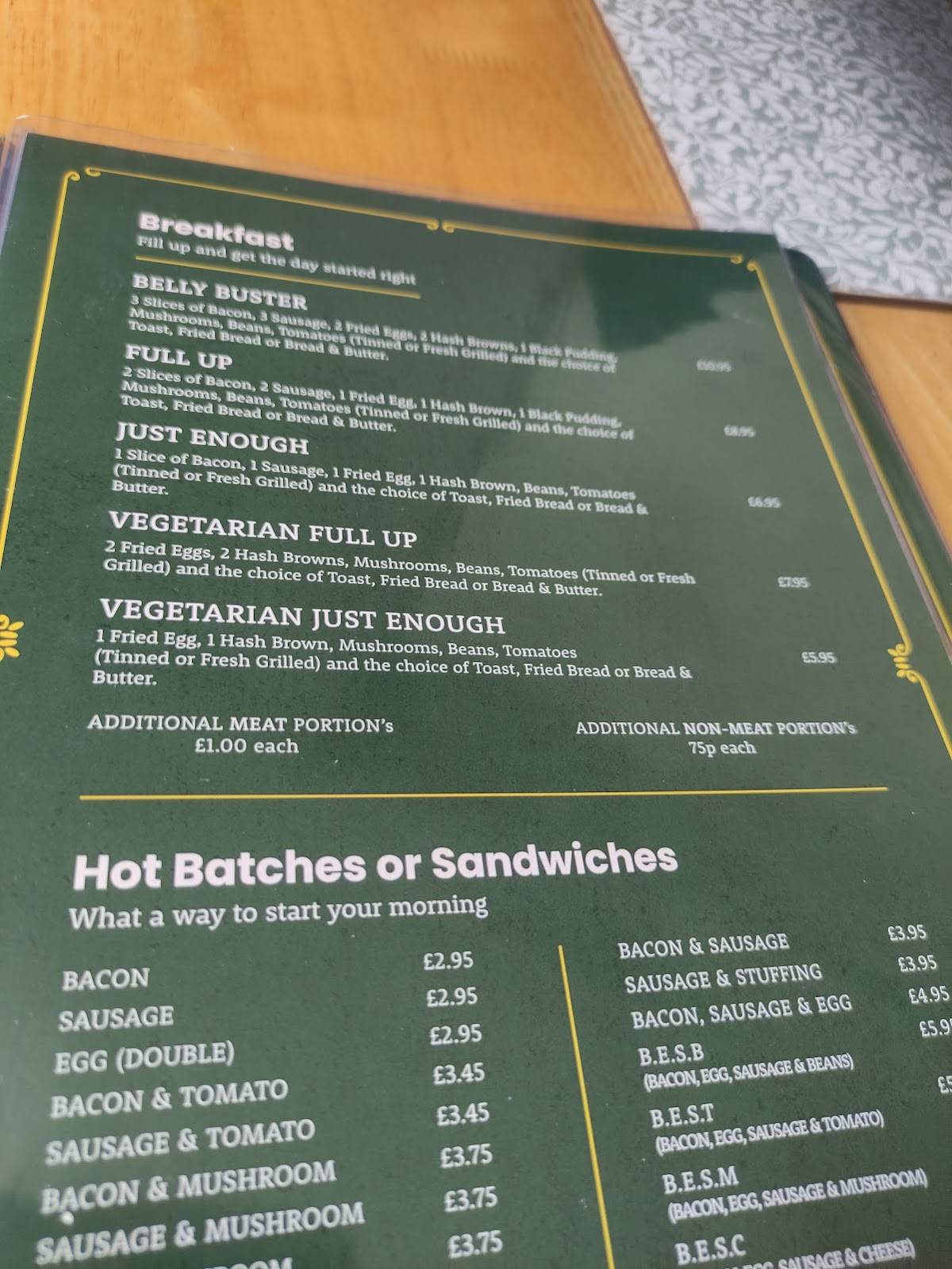 Menu at The Old Bakery Cafe, Atherstone, 94 Long St