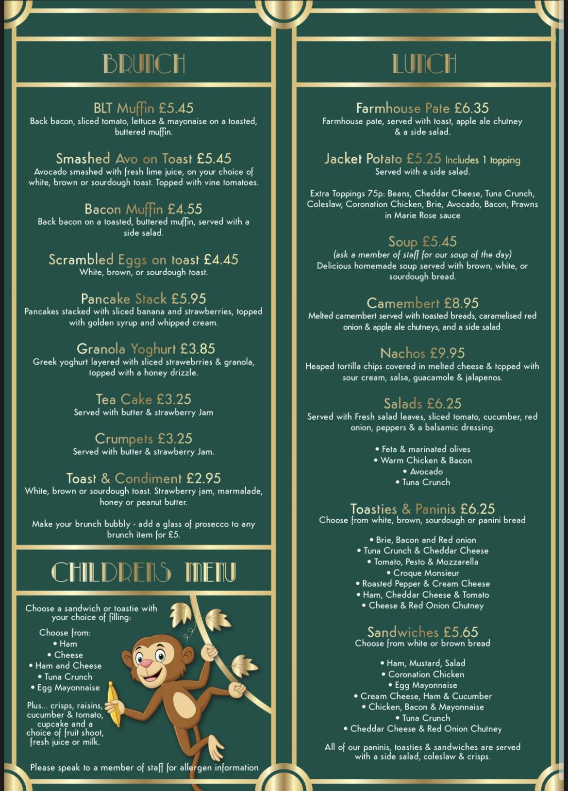 Menu at The Tea Bar, Basingstoke, 9 London Rd