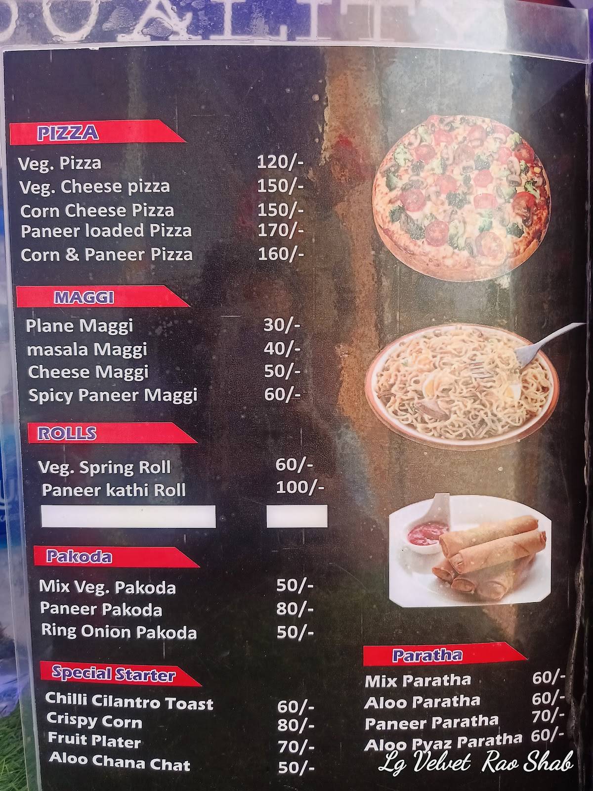 Menu at The heaven cafe, Neemrana