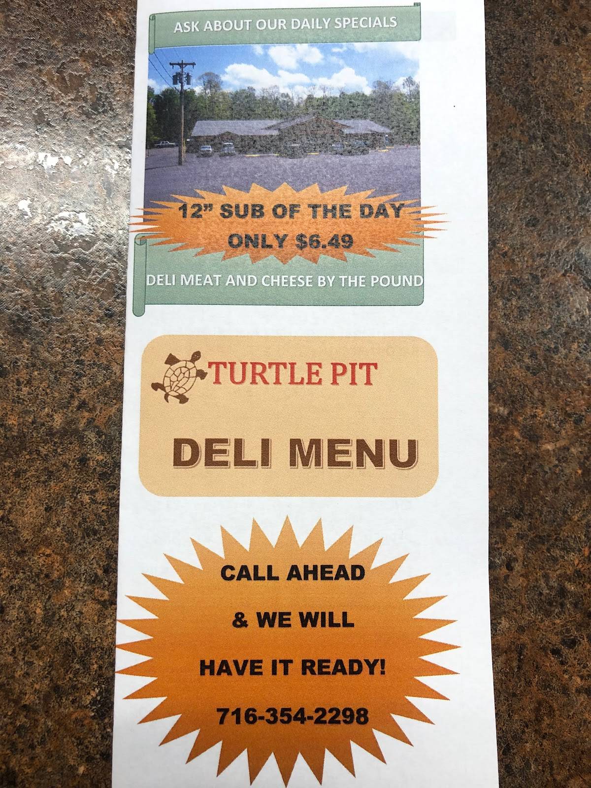Menu at Turtle Pit Cafe & Smoke Shop, Steamburg