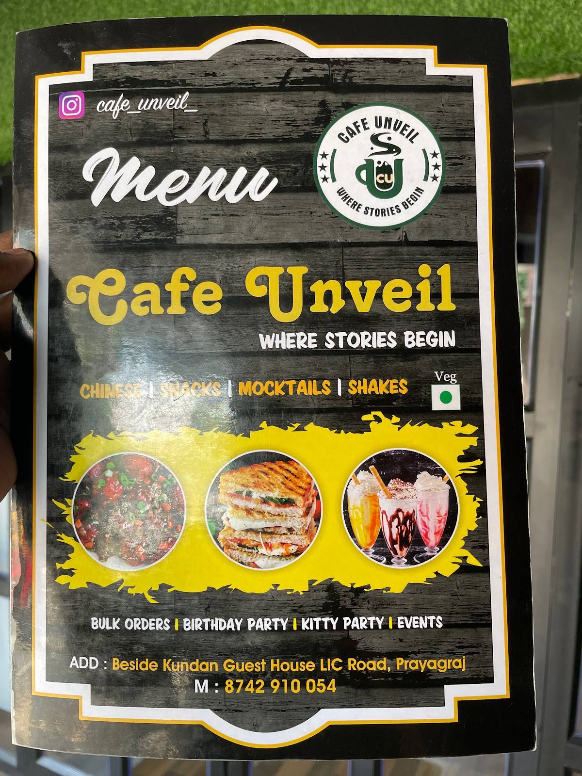 Menu at Cafe Unveil, Allahabad