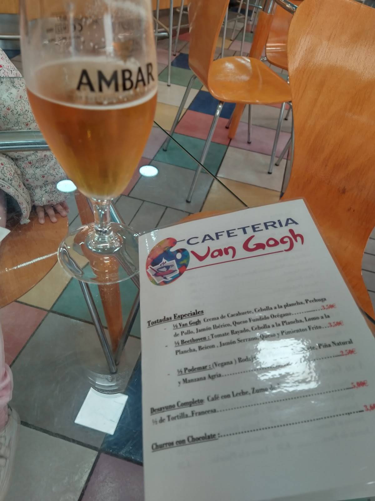 Menu at Van Gogh cafe, El Parador de las Hortichuelas