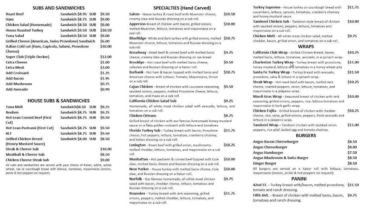 Menu at Cafe Xpress, Salem