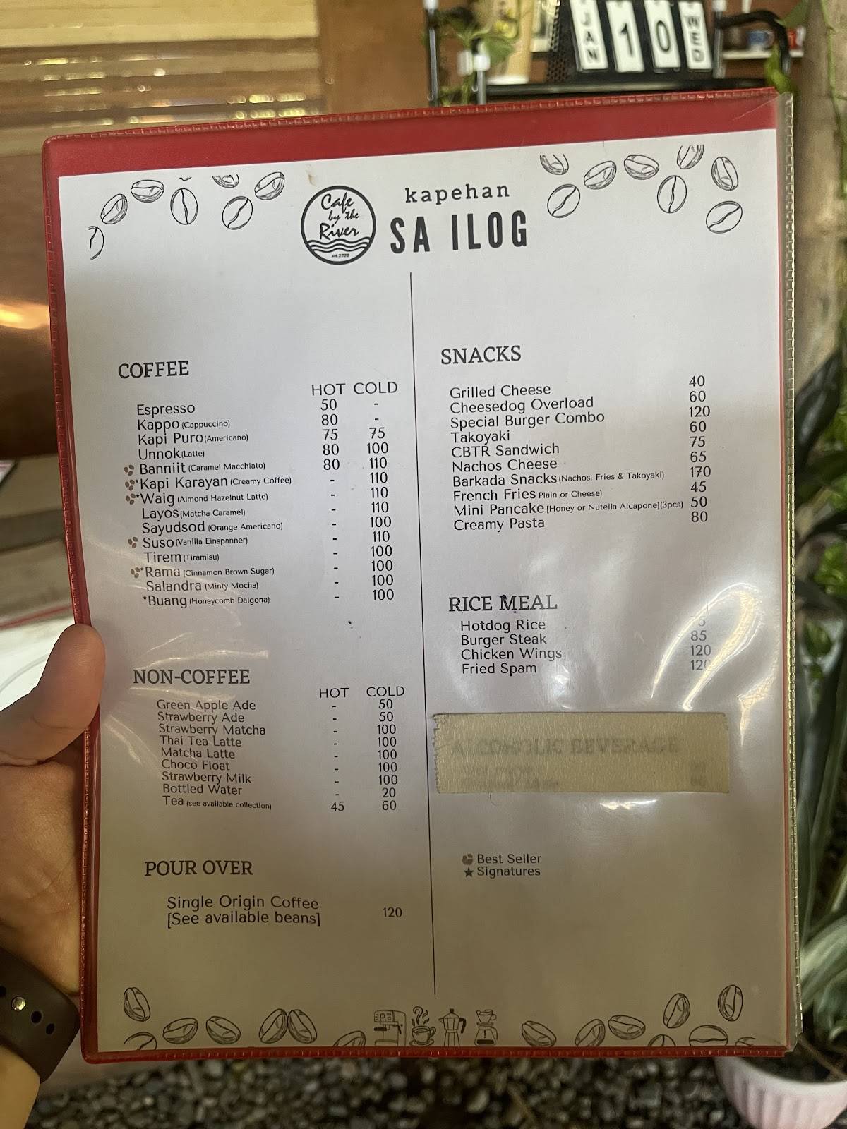 Menu at Cafe by the River, Bauang
