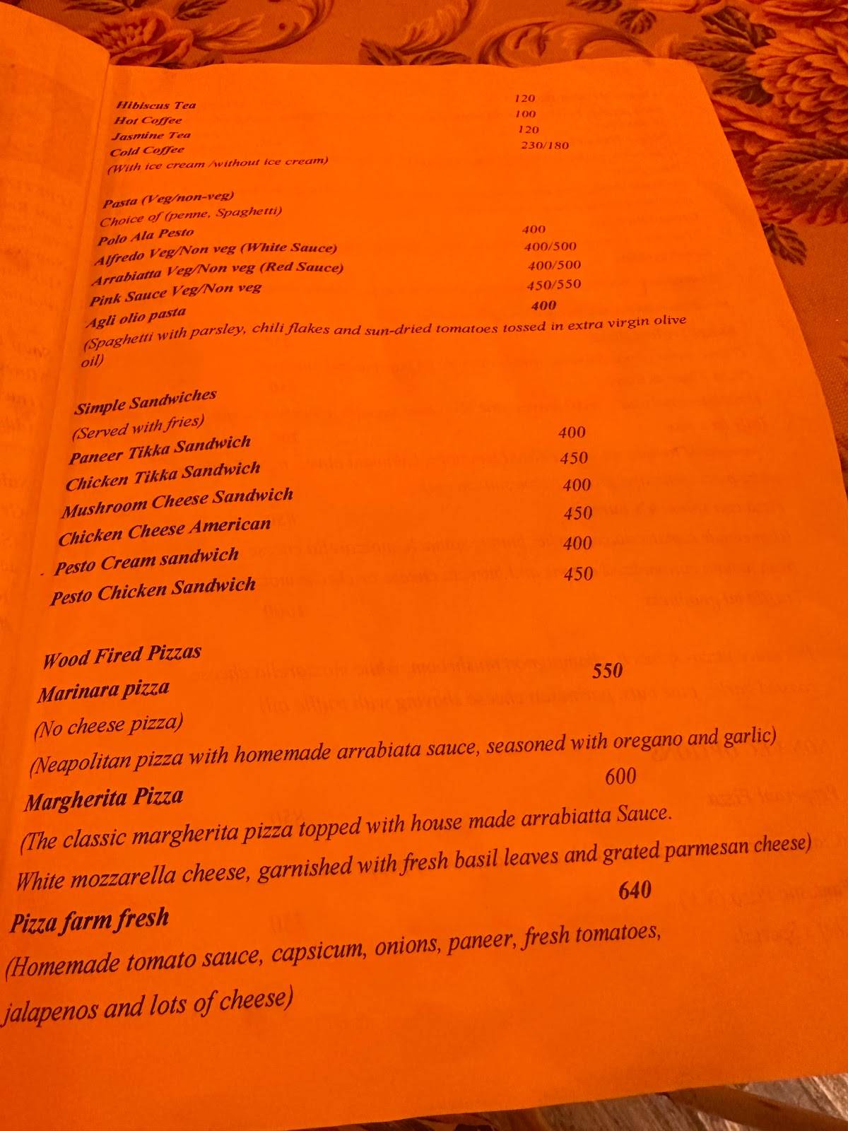 Menu at Cafe olio, Dharampur