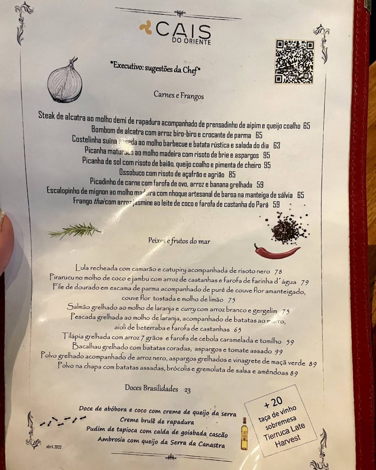 Menu em Cais do Oriente restaurante, Rio de Janeiro, R. Visc. de Itaboraí