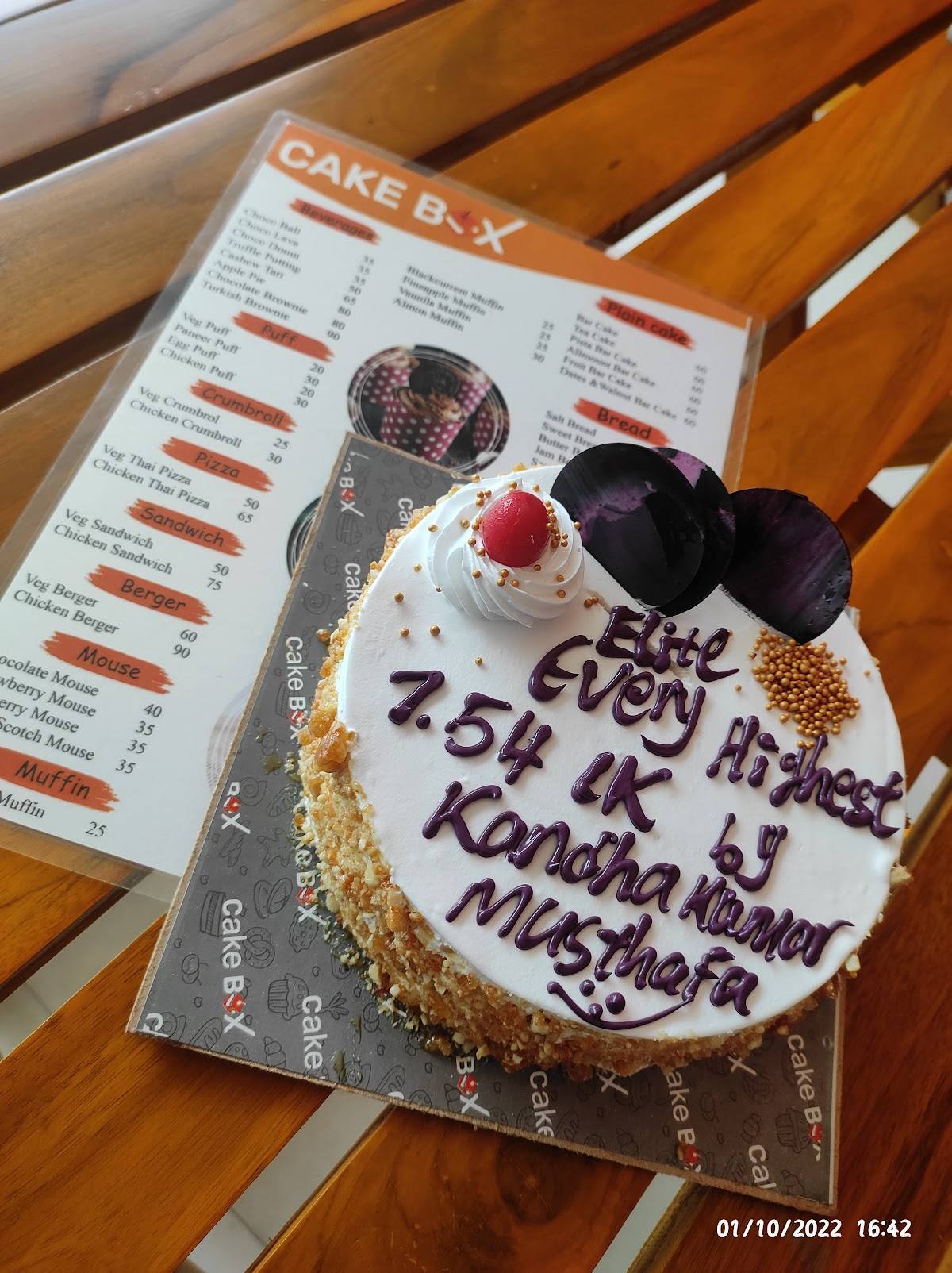 Menu at Cake Box, Namakkal